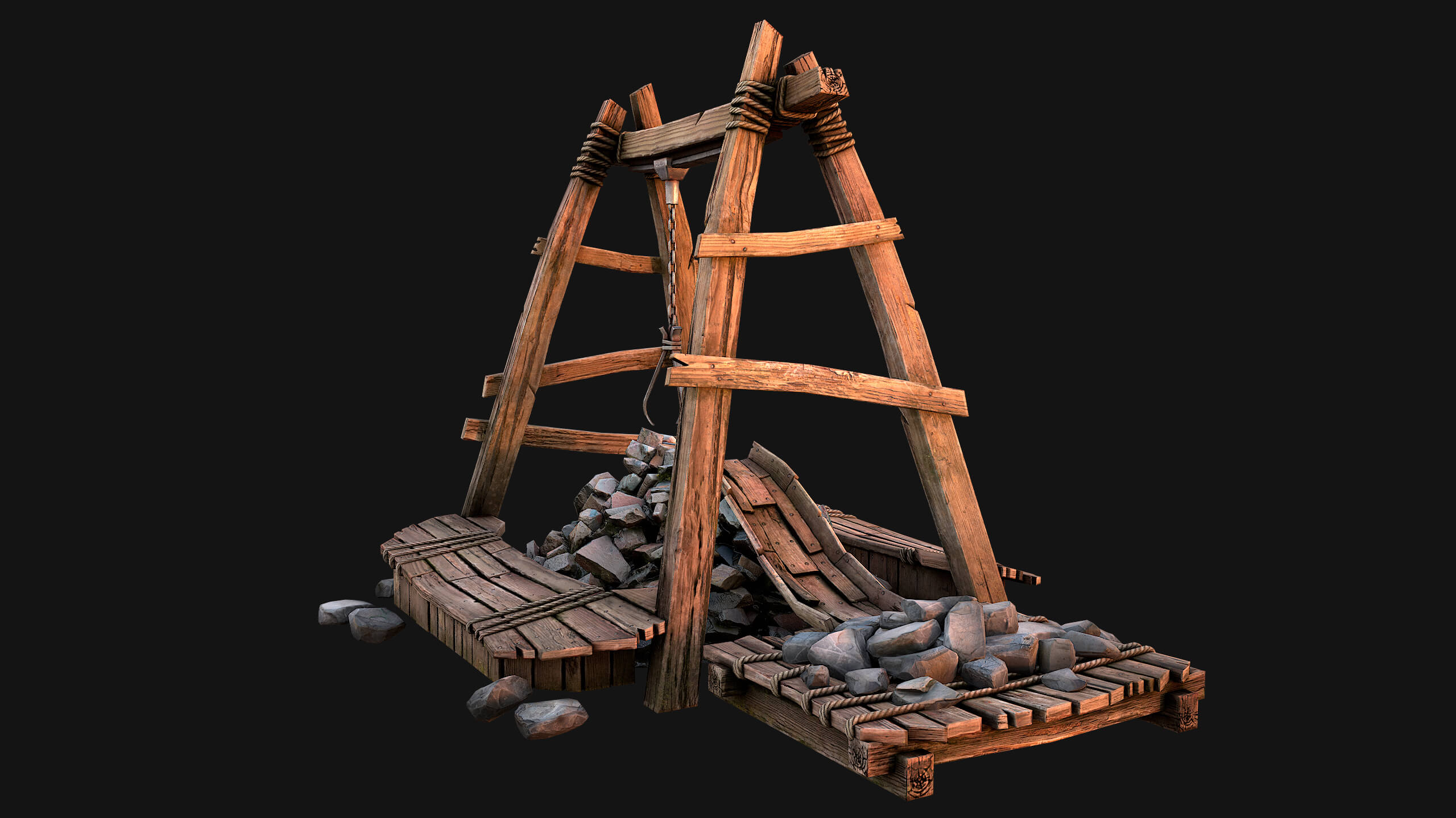 Medieval Quarry Mine With Crane Pack - 3D Model by Dereza