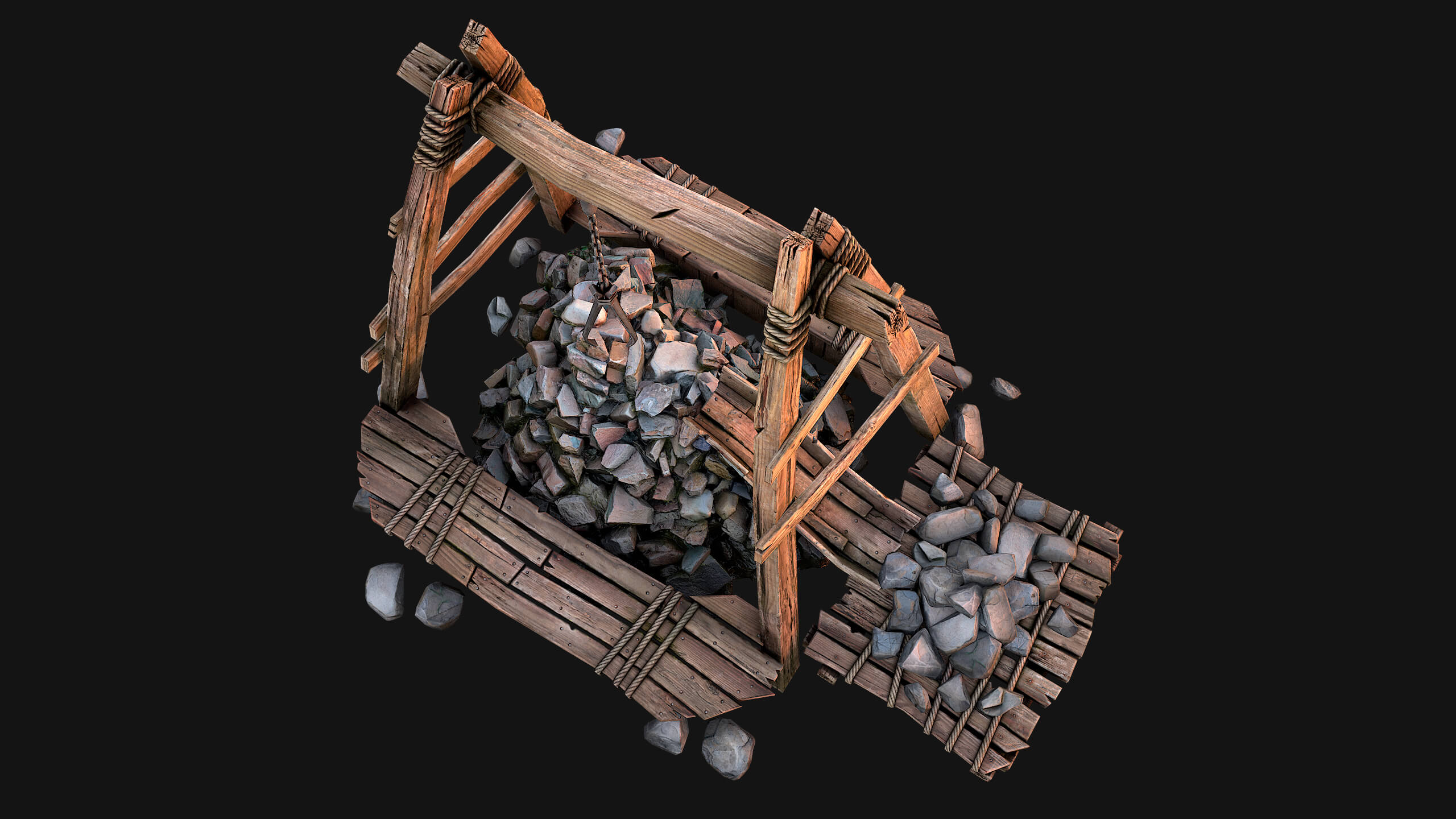 Medieval Quarry Mine With Crane Pack - 3D Model by Dereza