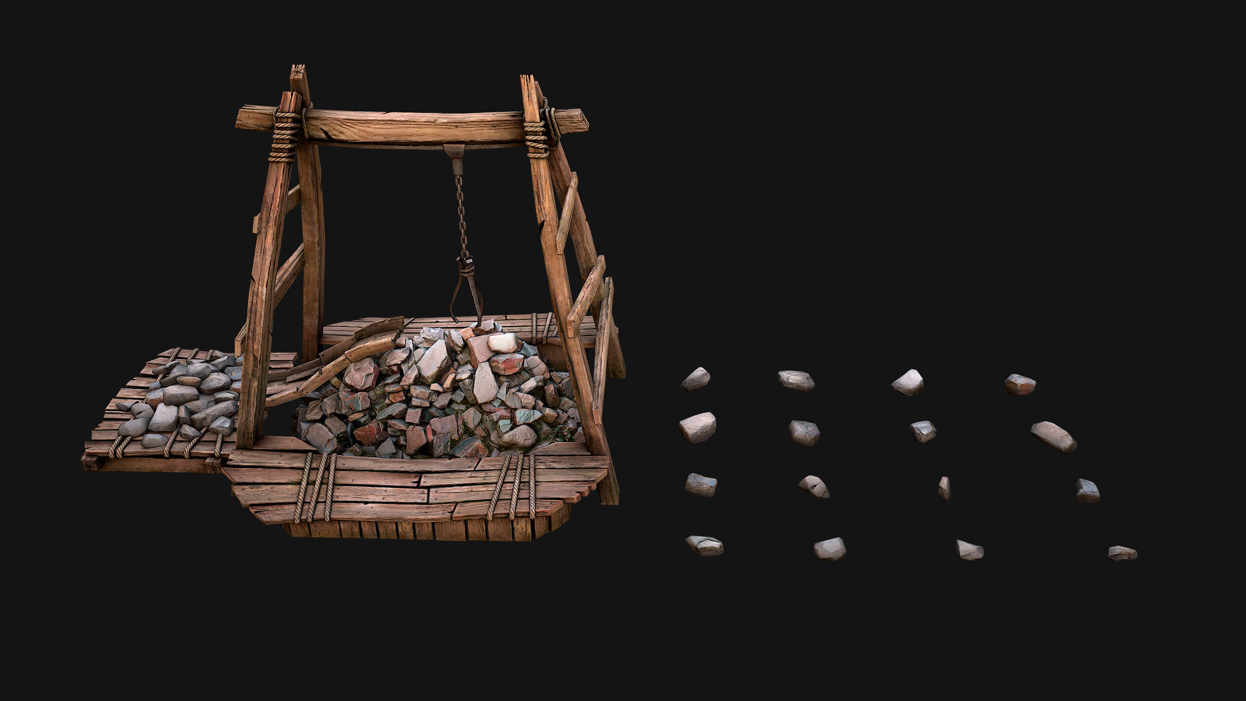 Medieval Quarry Mine With Crane Pack - 3D Model by Dereza