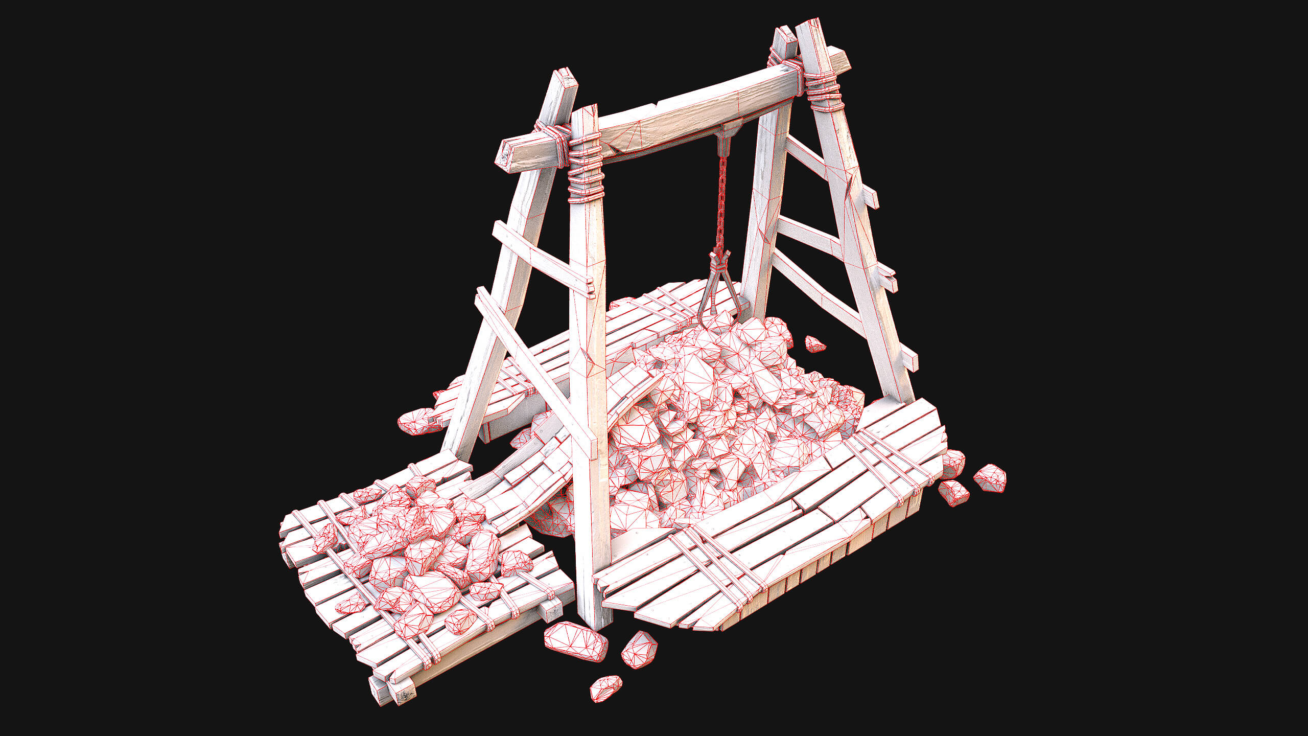 Medieval Quarry Mine With Crane Pack - 3D Model by Dereza