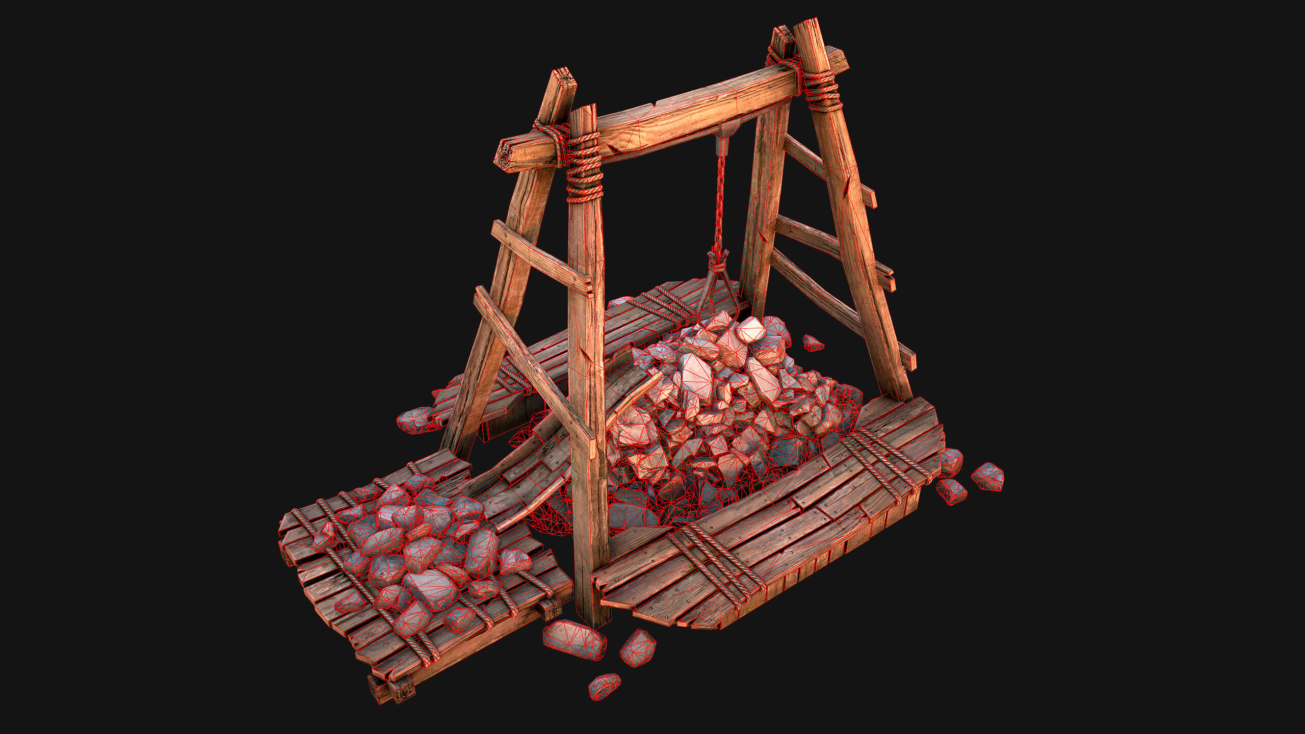 Medieval Quarry Mine With Crane Pack - 3D Model by Dereza