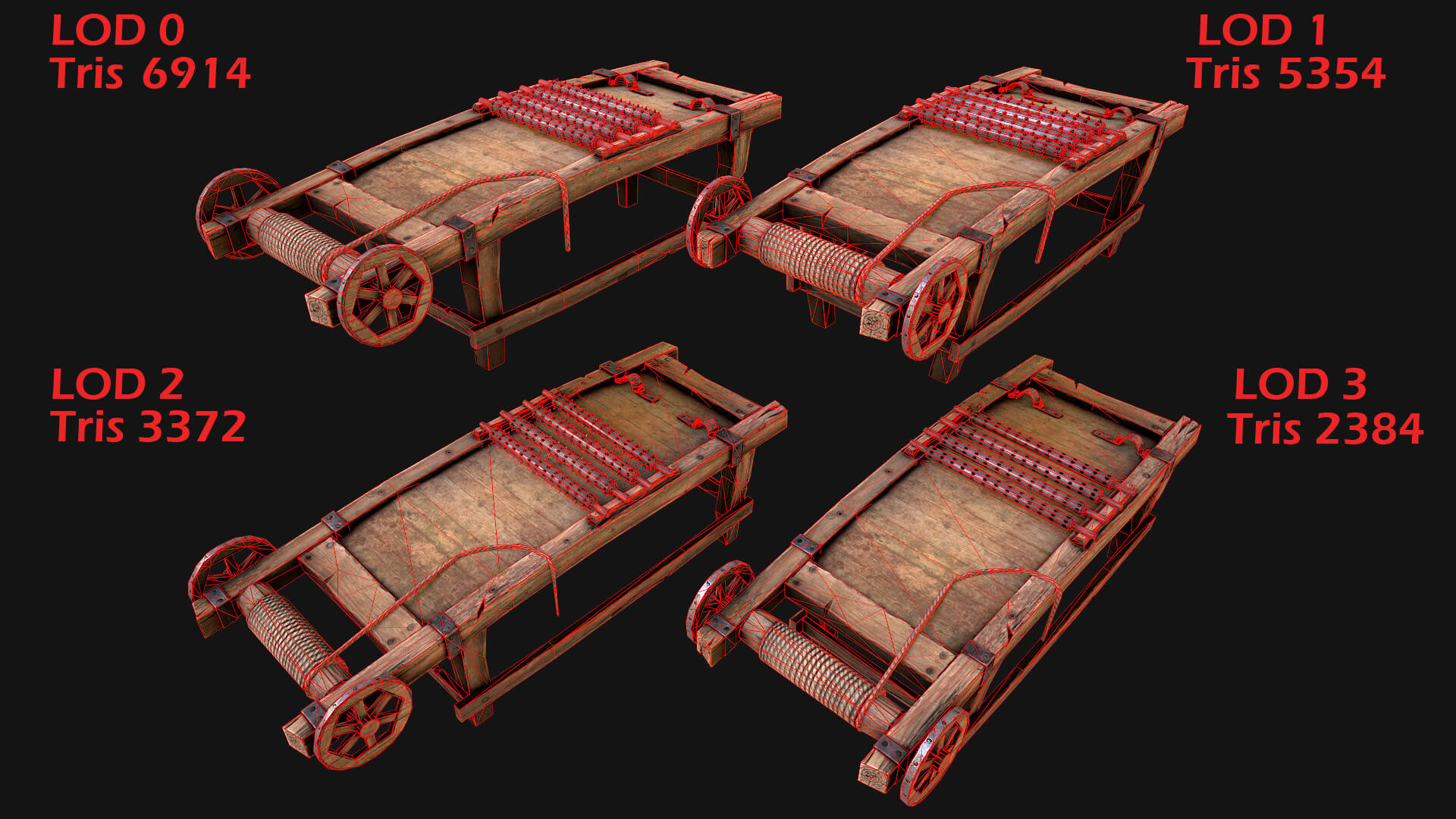 Medieval Rack Torture - 3D Model by Dereza