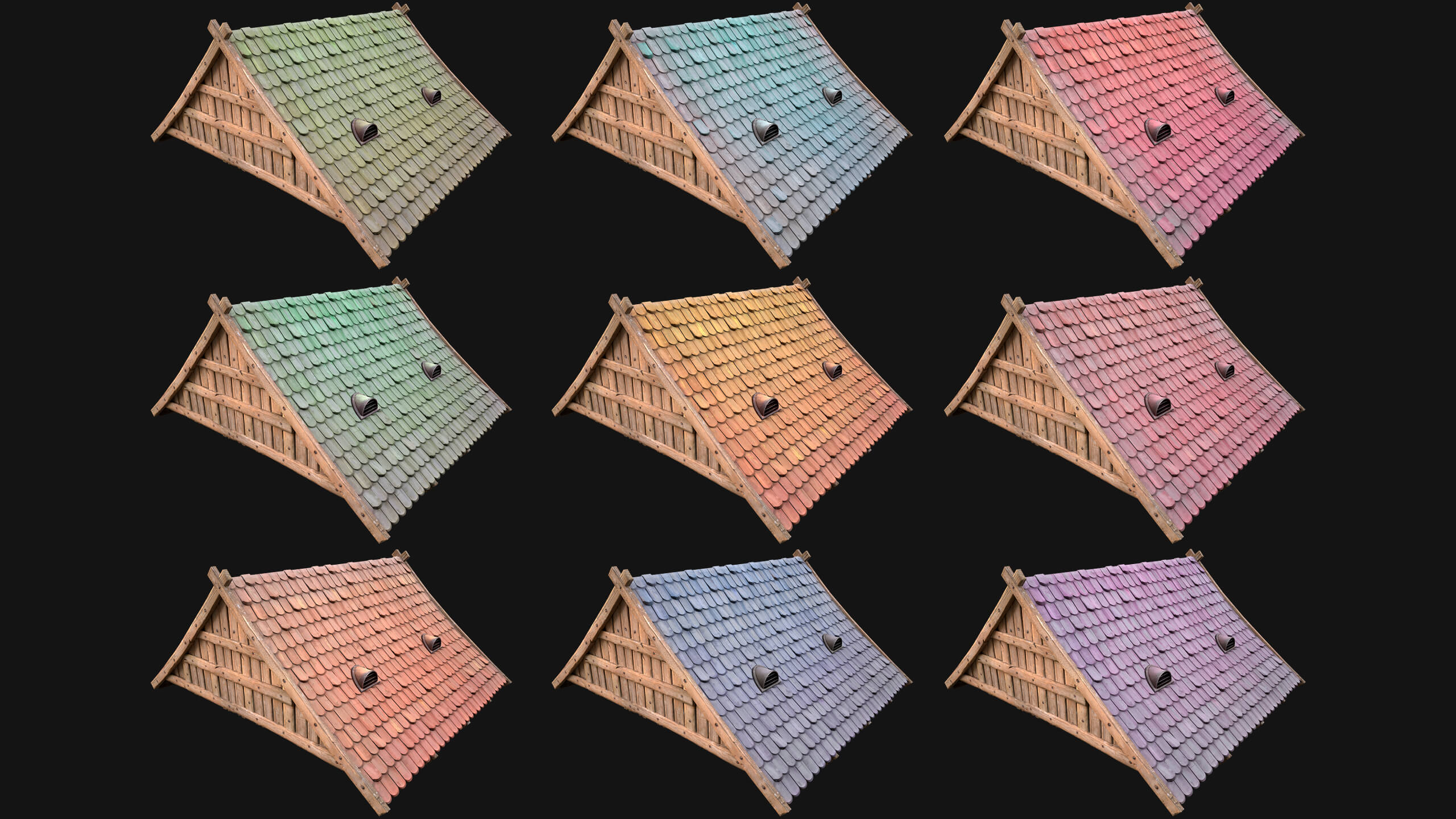 Medieval Tile Roof Modular - 3D Model by Dereza