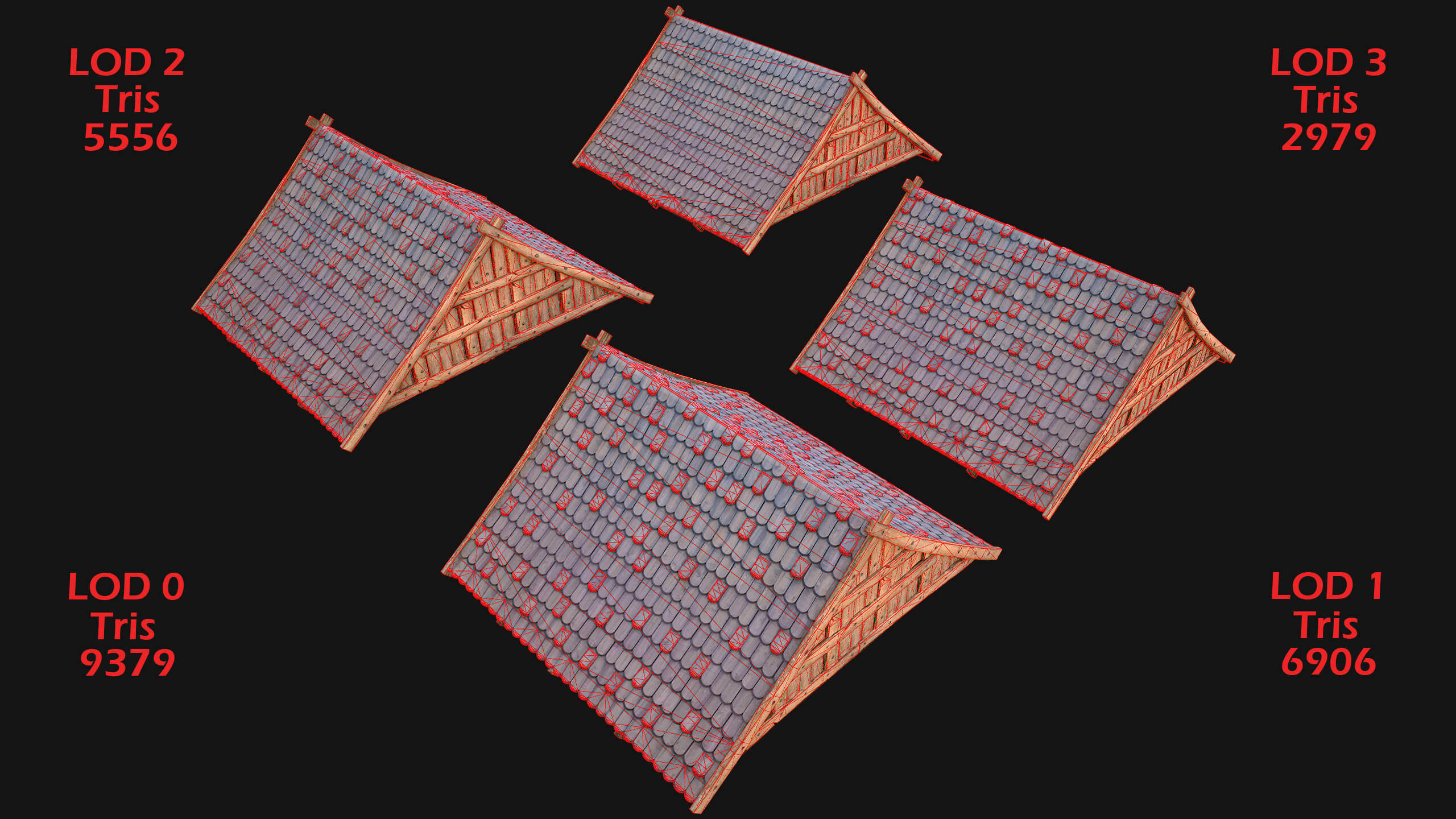 Medieval Tile Roof Modular - 3D Model by Dereza