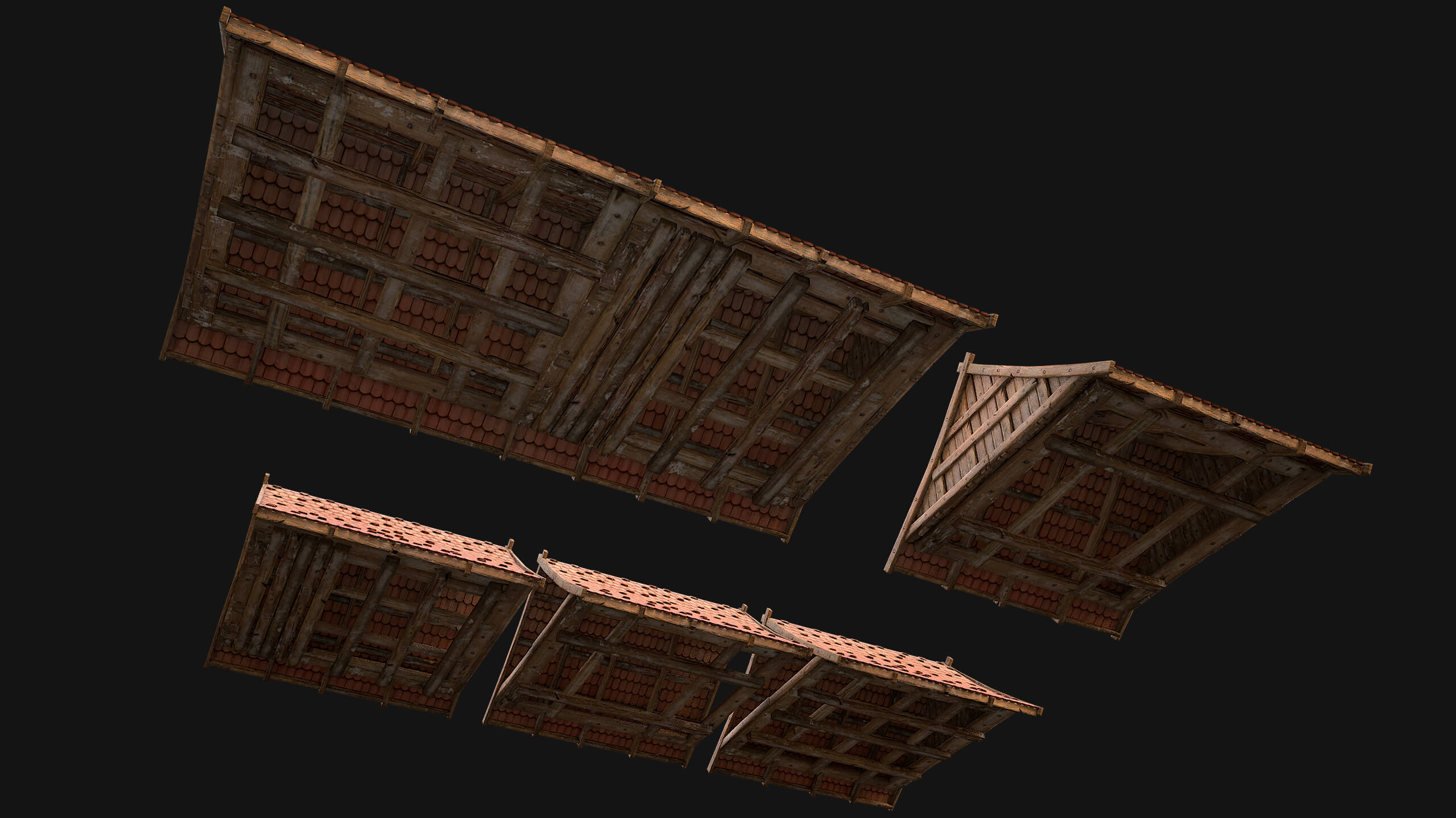 Medieval Tile Roof Modular - 3D Model by Dereza