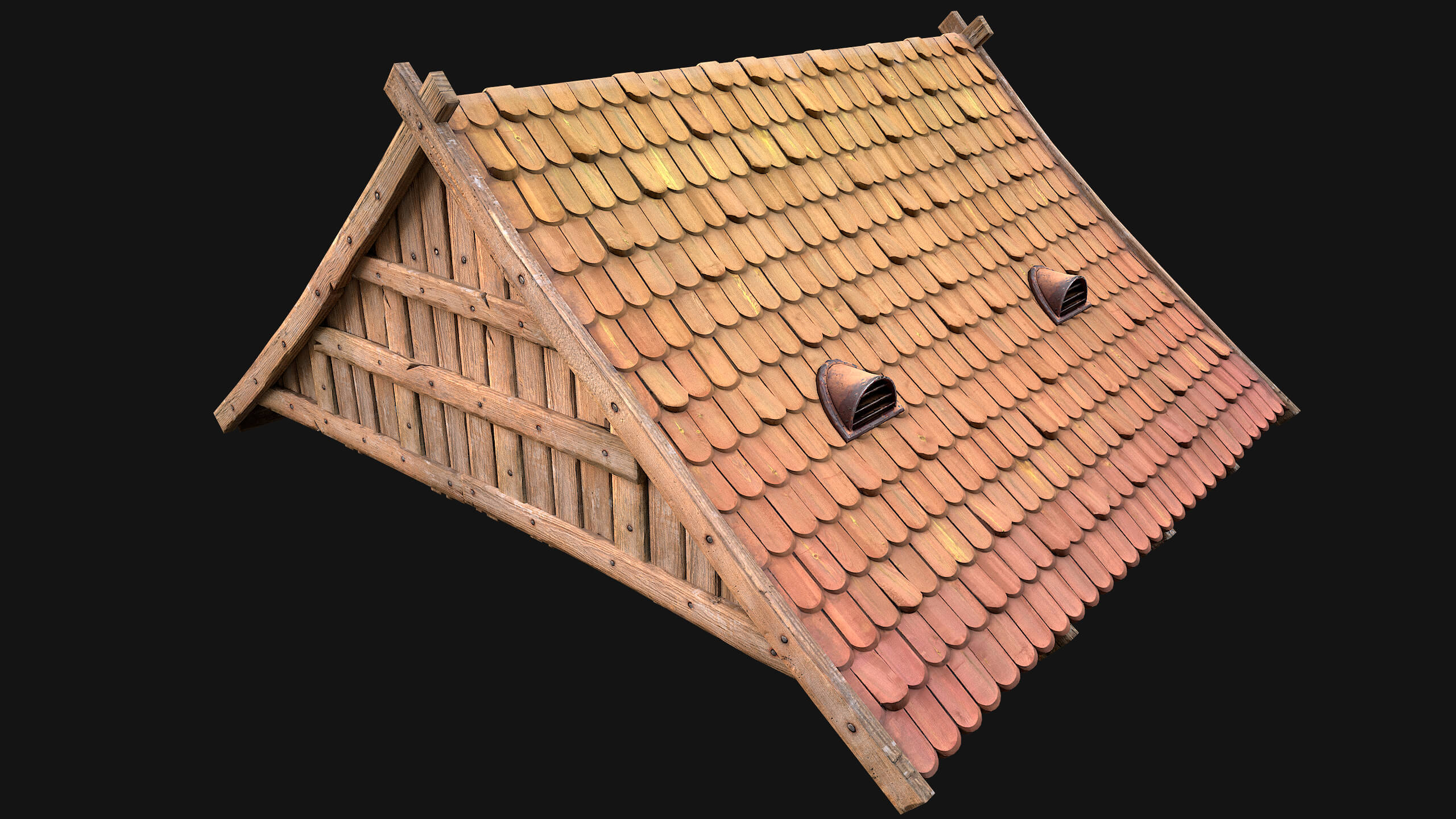 Medieval Tile Roof Modular - 3D Model by Dereza