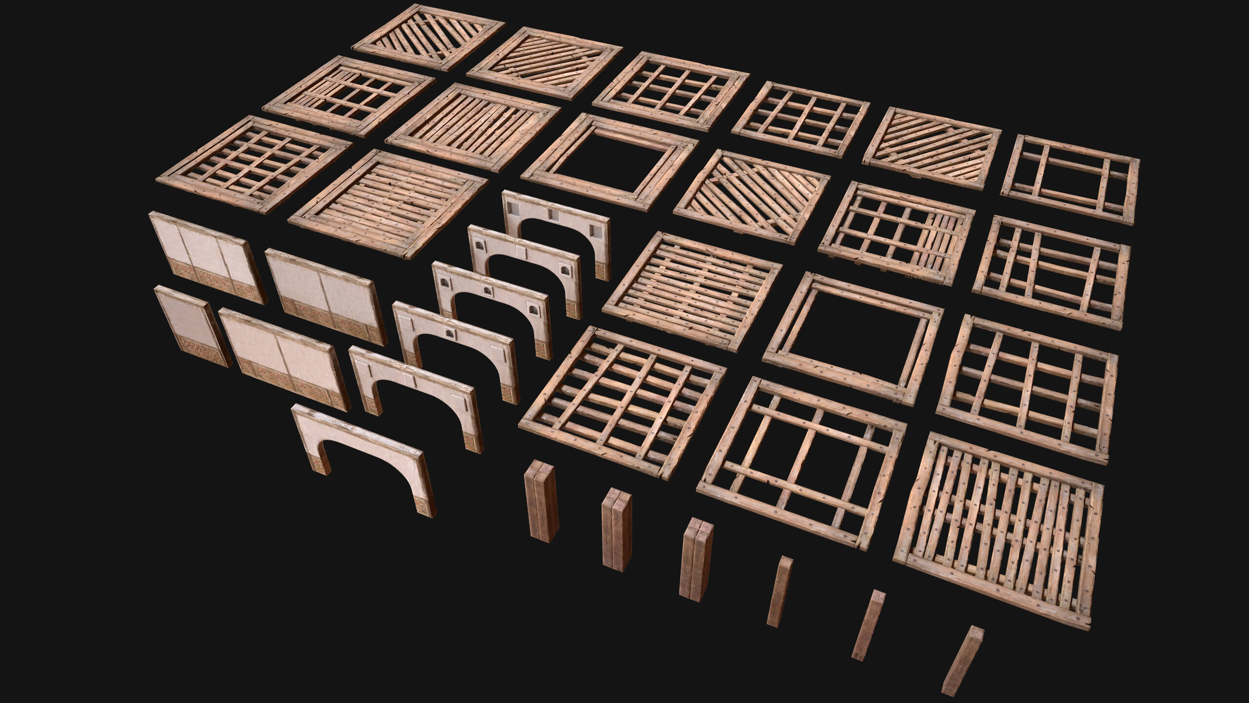 Wooden Roof Floor Medieval Pack - 3D Model by Dereza