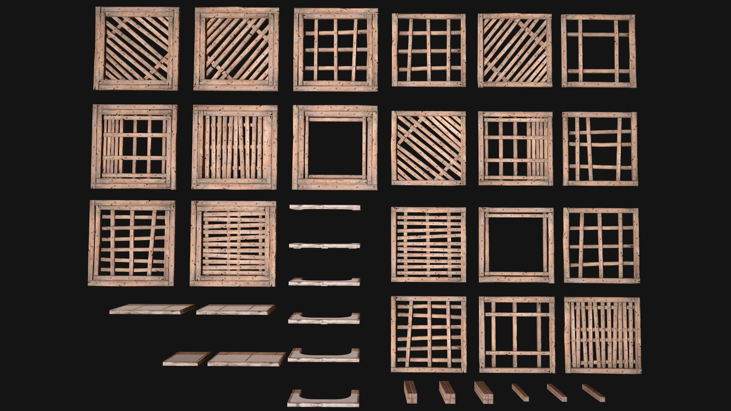 Wooden Roof Floor Medieval Pack - 3D Model by Dereza