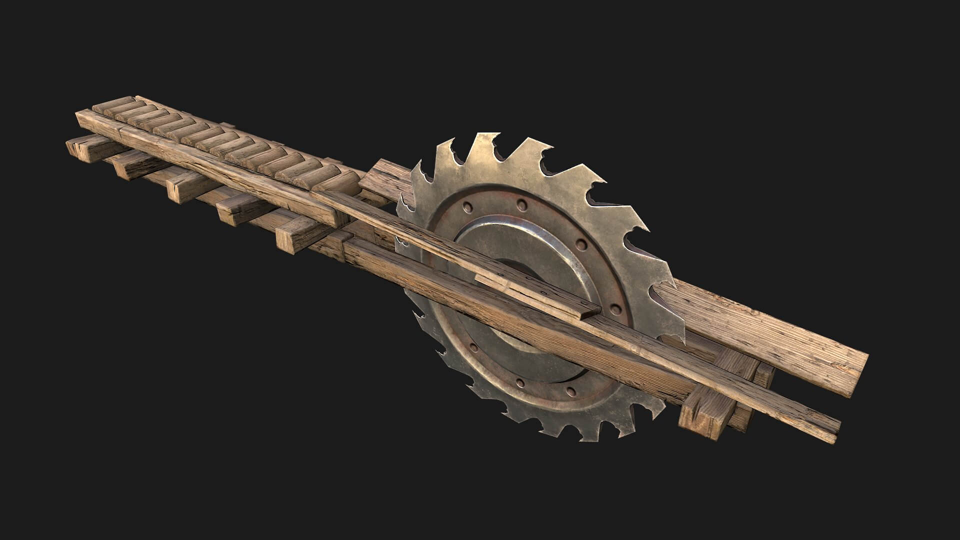 Medieval Sawmill Mechanism - 3D Model by Dereza