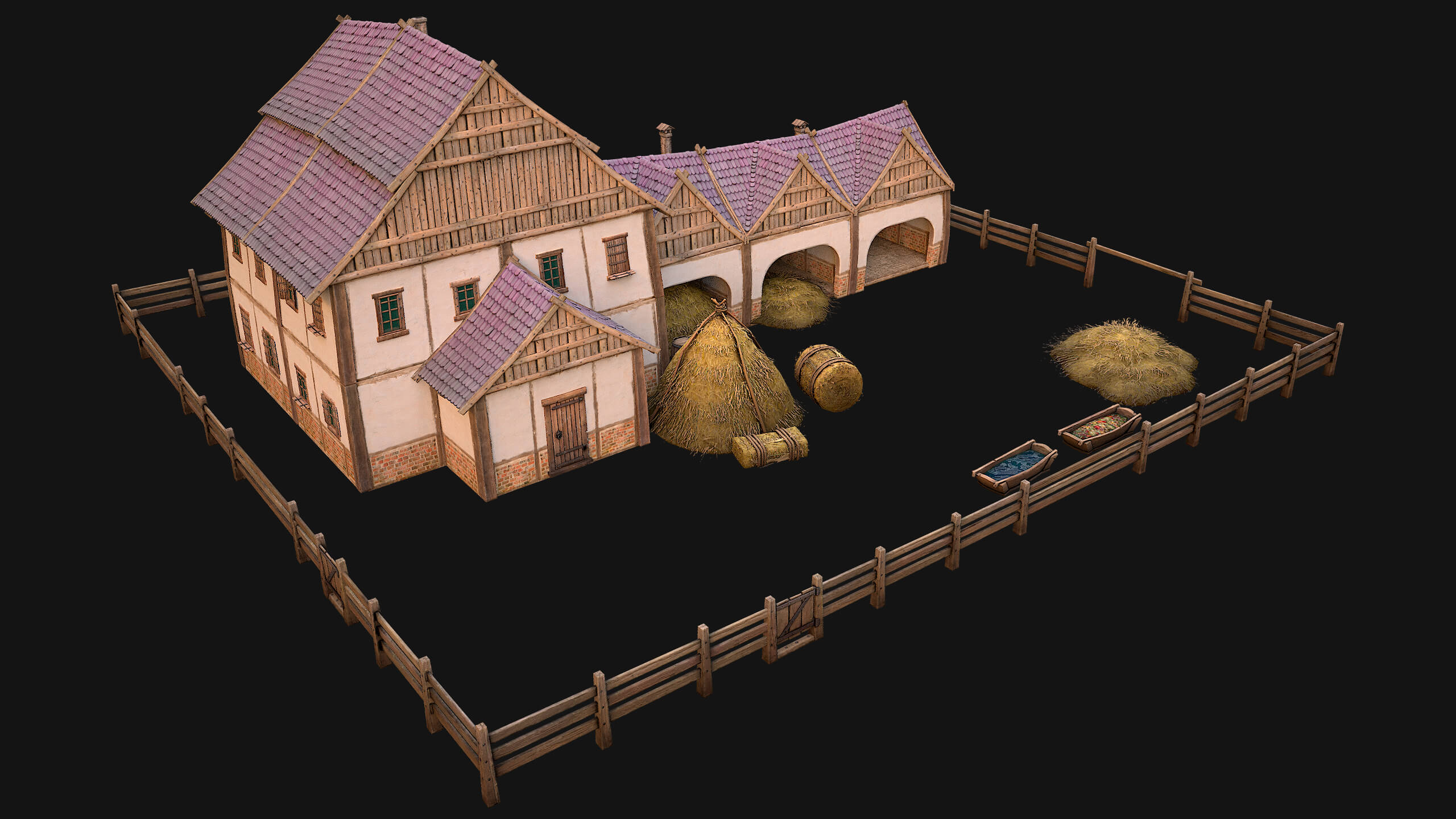 Medieval Stable Farm House - 3D Model by Dereza