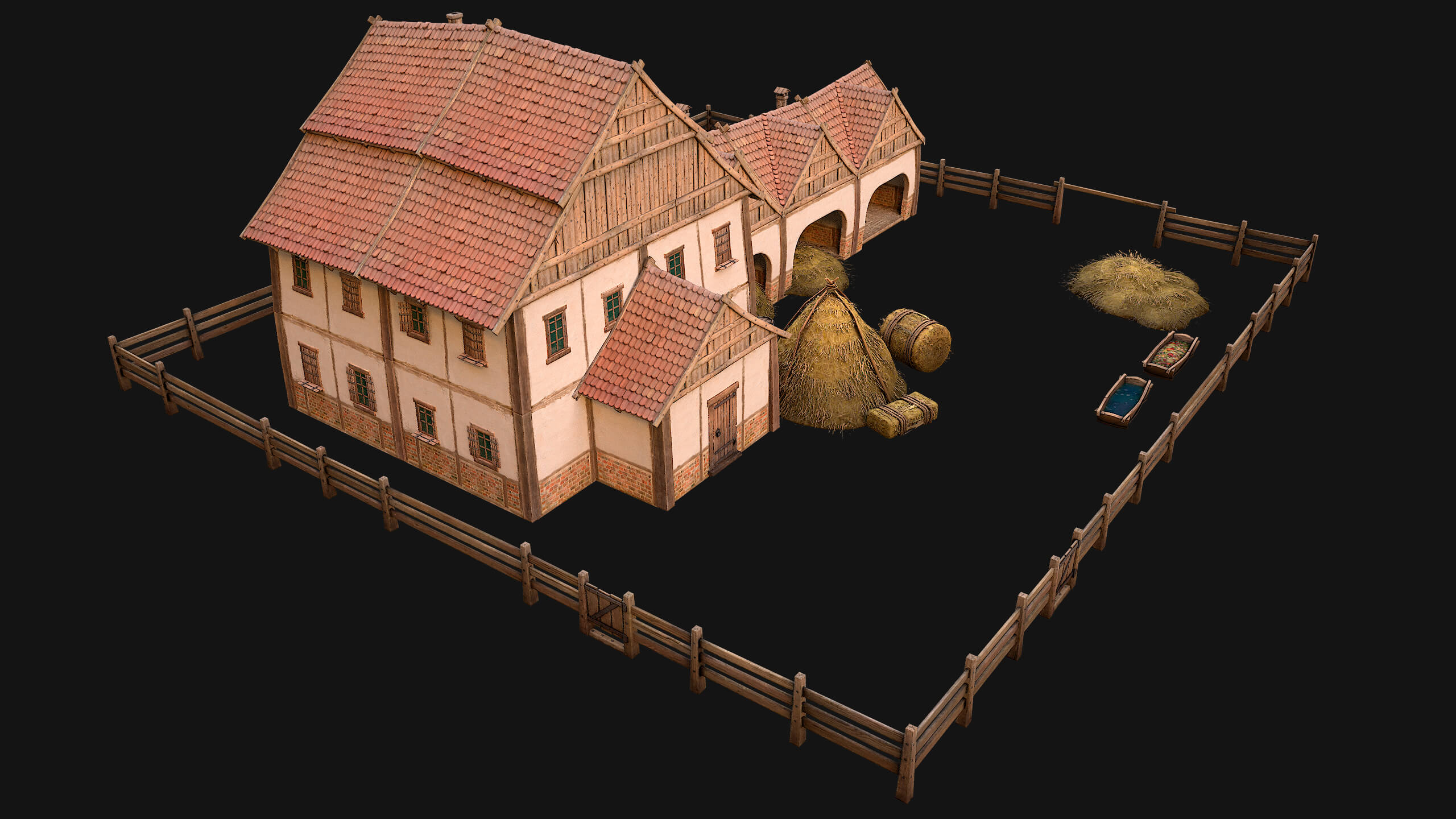 Medieval Stable Farm House - 3D Model by Dereza