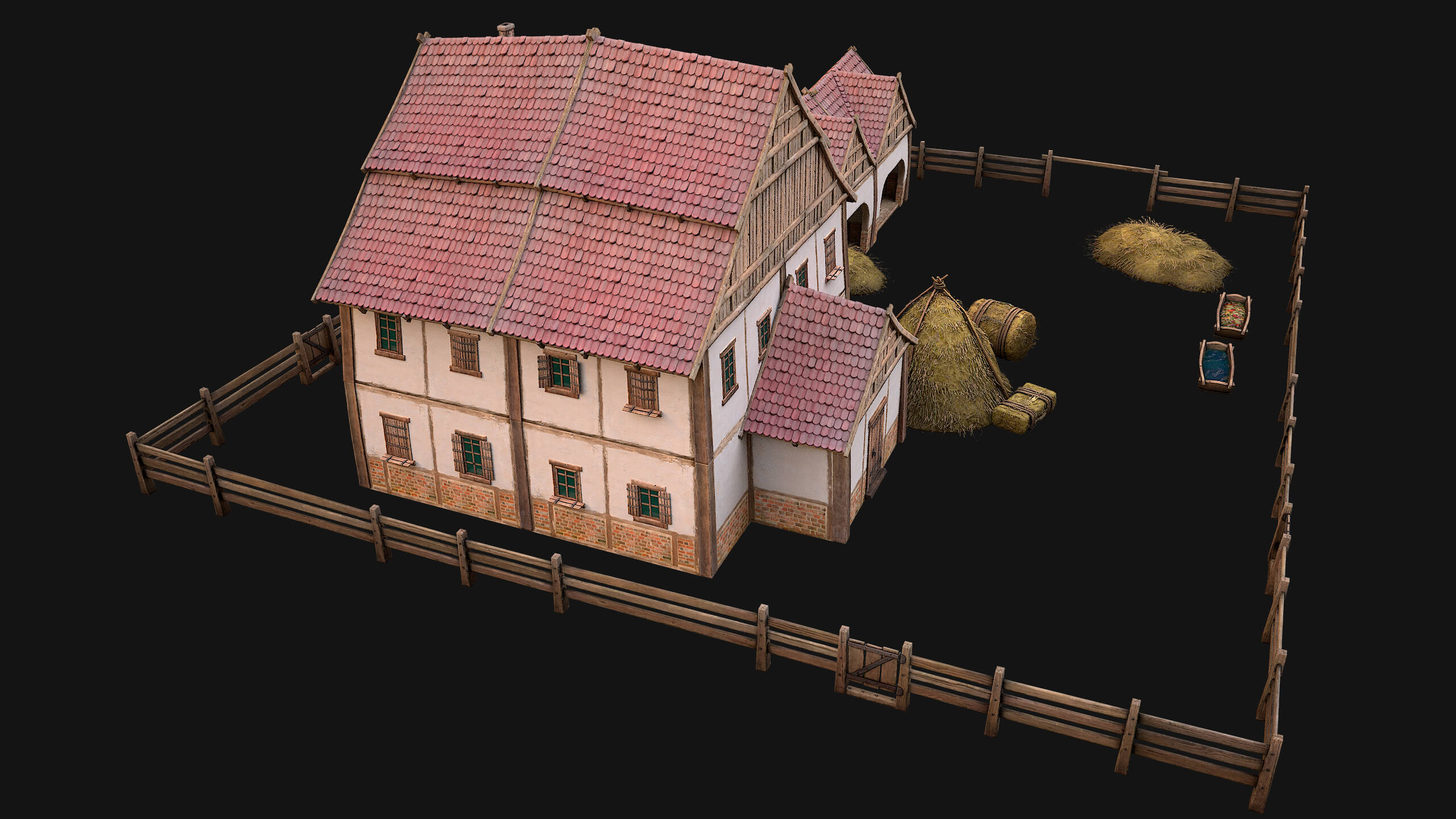 Medieval Stable Farm House - 3D Model by Dereza