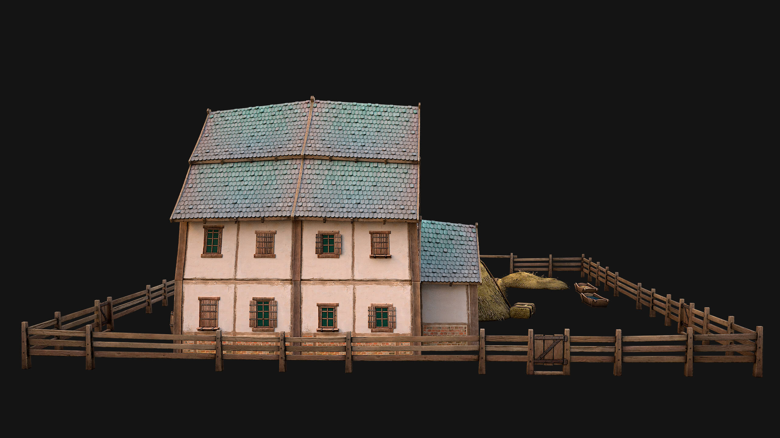 Medieval Stable Farm House - 3D Model by Dereza