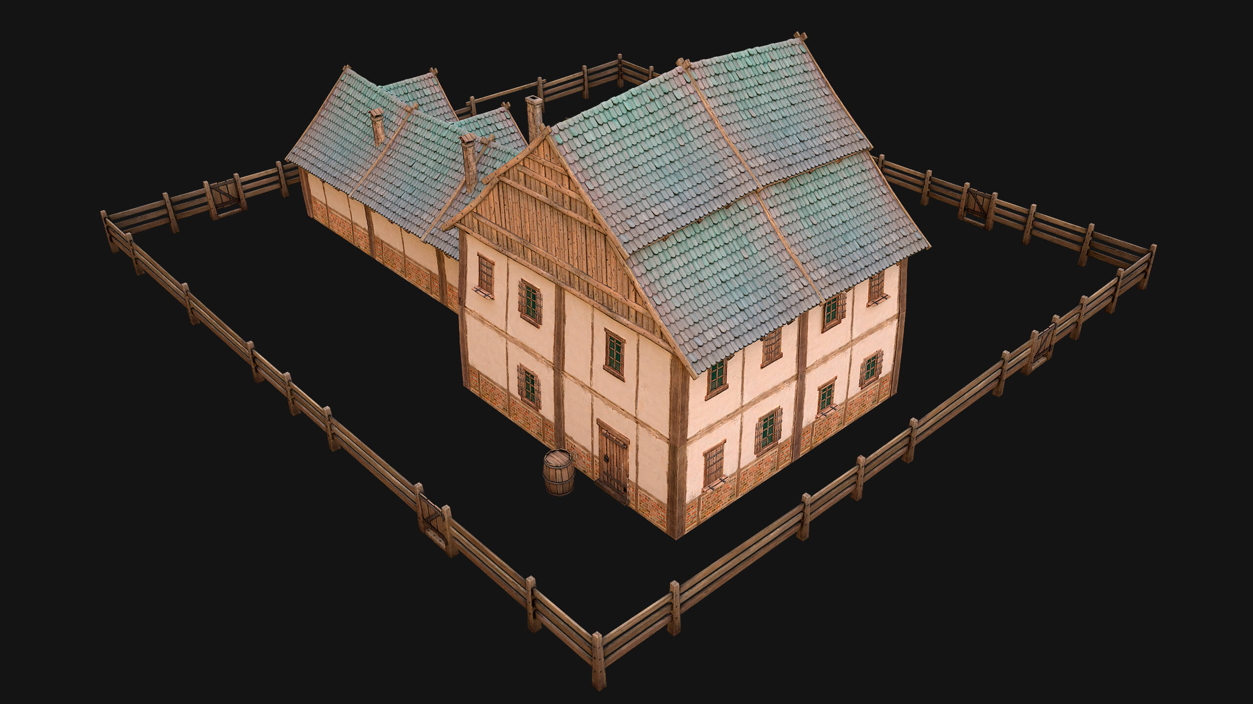 Medieval Stable Farm House - 3D Model by Dereza