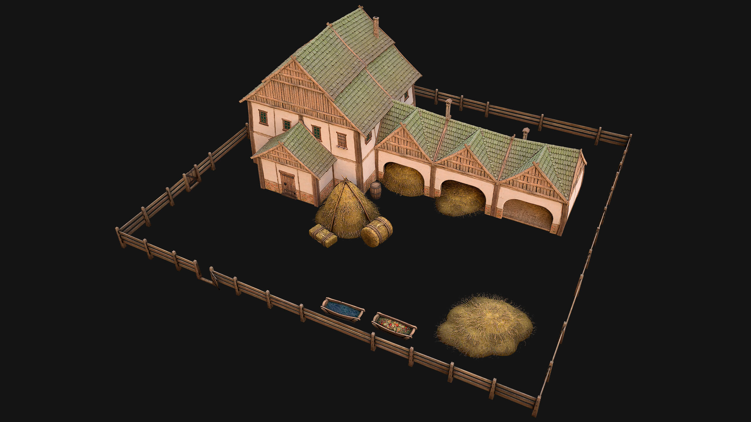 Medieval Stable Farm House - 3D Model by Dereza