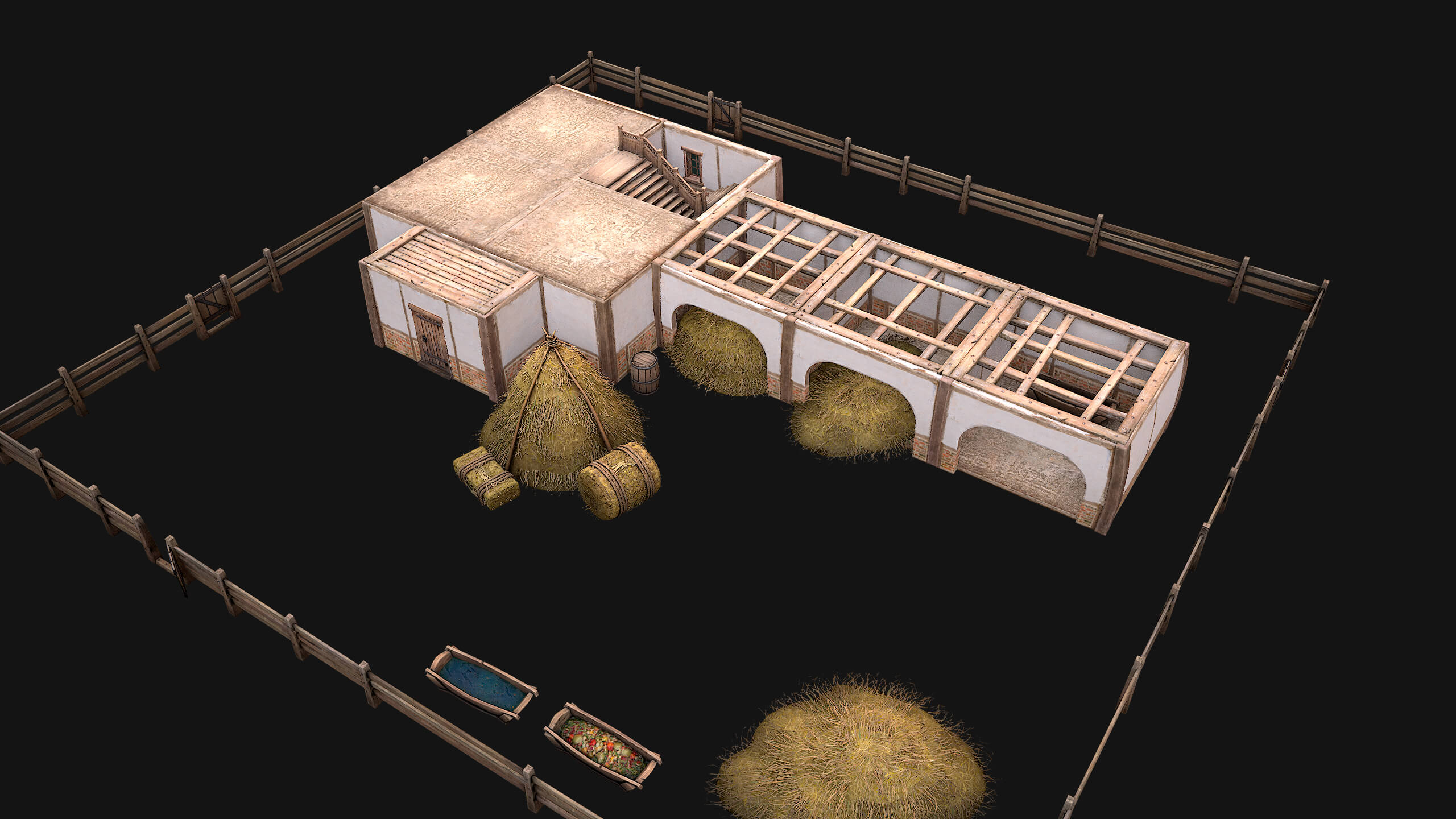 Medieval Stable Farm House - 3D Model by Dereza