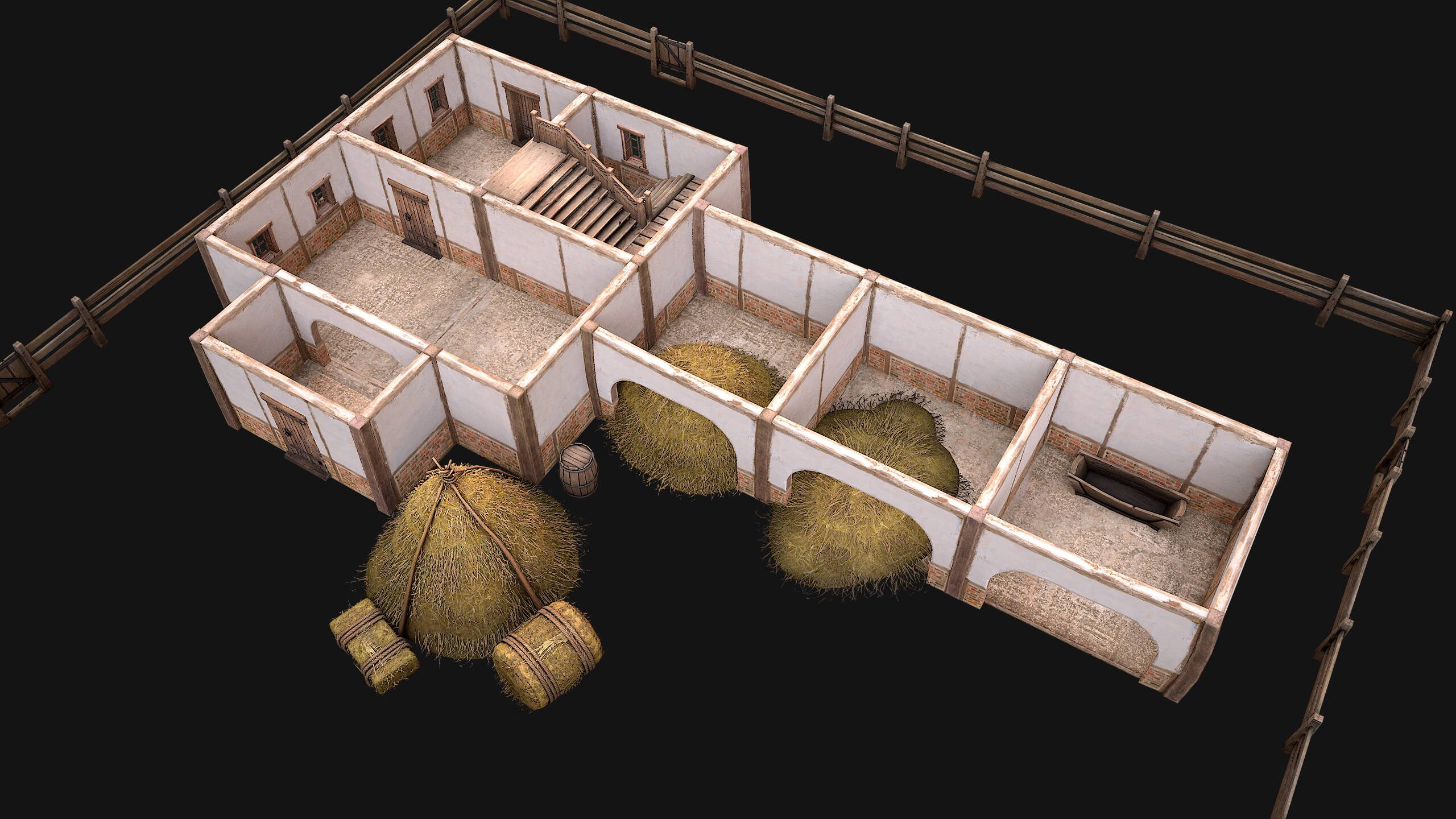 Medieval Stable Farm House - 3D Model by Dereza