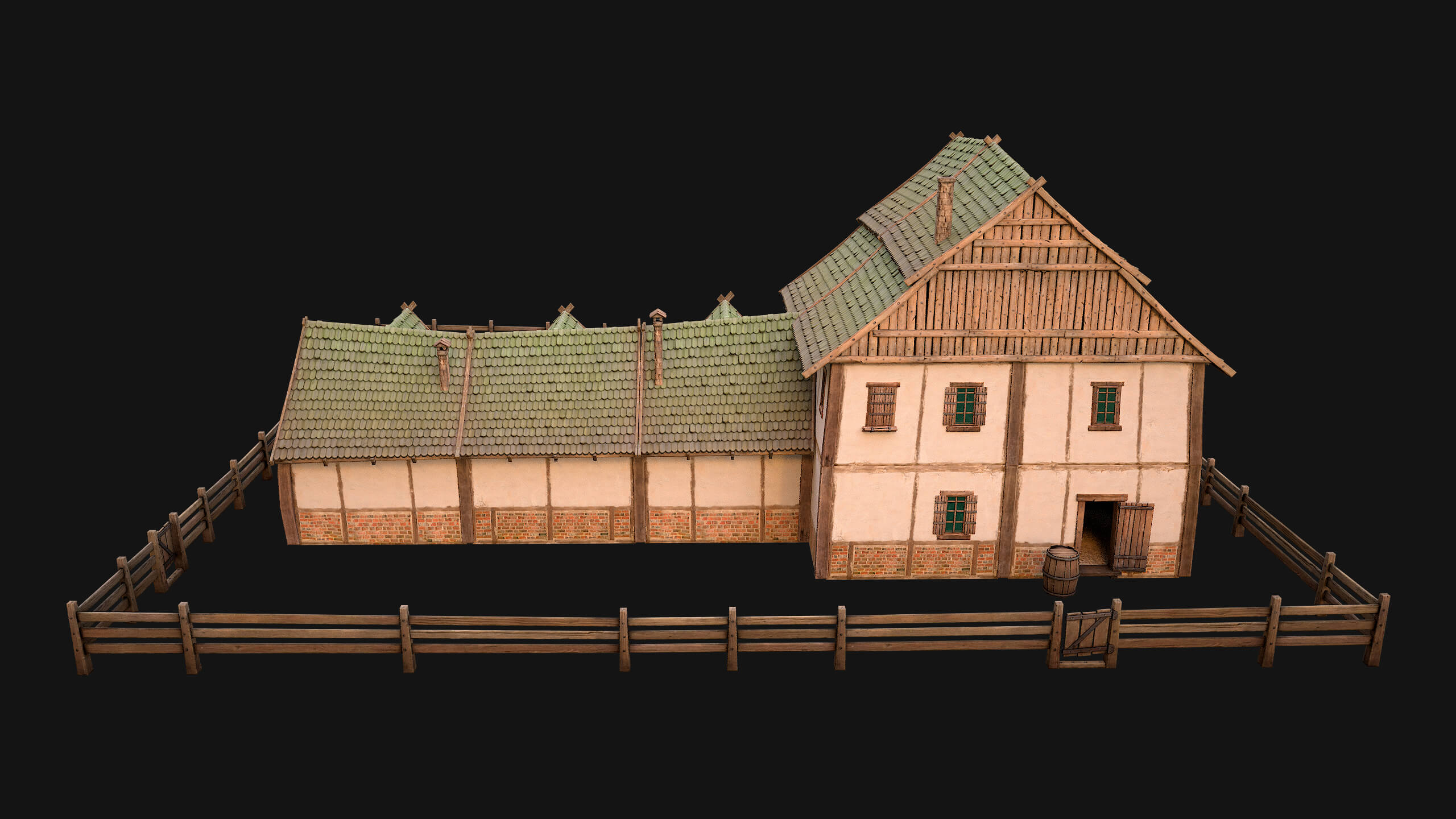 Medieval Stable Farm House - 3D Model by Dereza
