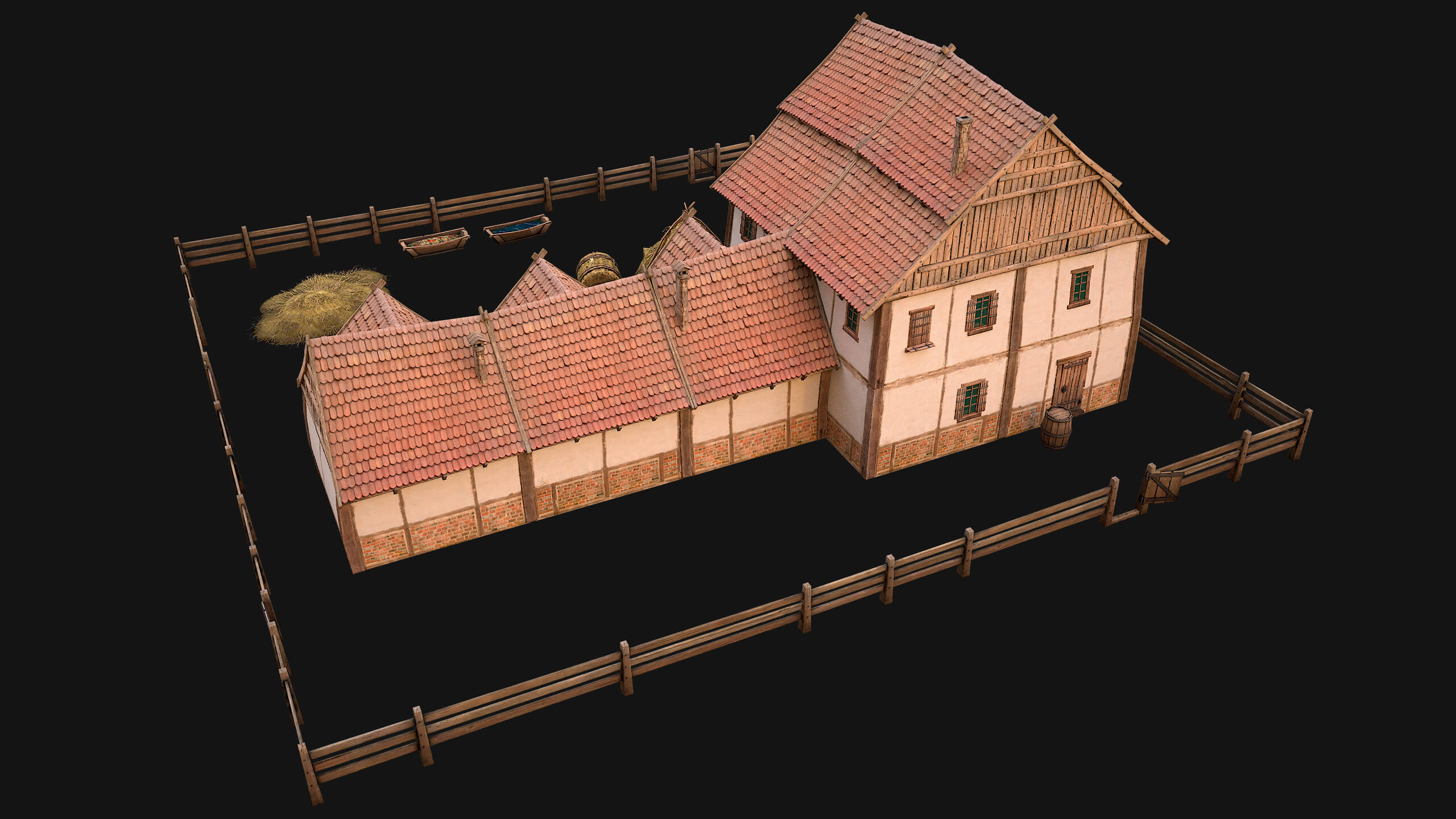 Medieval Stable Farm House - 3D Model by Dereza