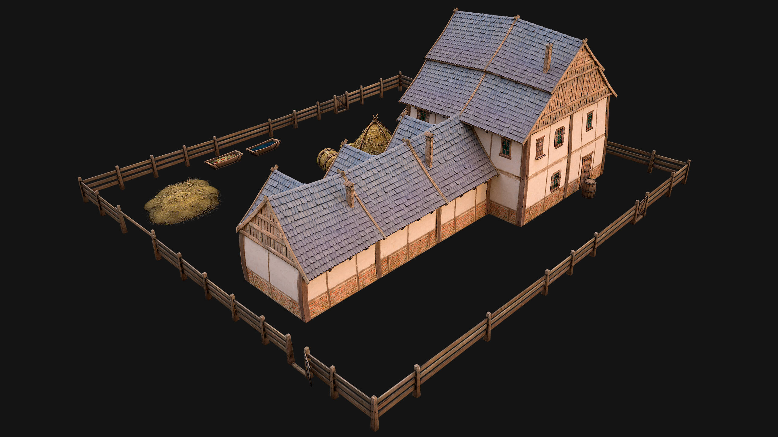 Medieval Stable Farm House - 3D Model by Dereza