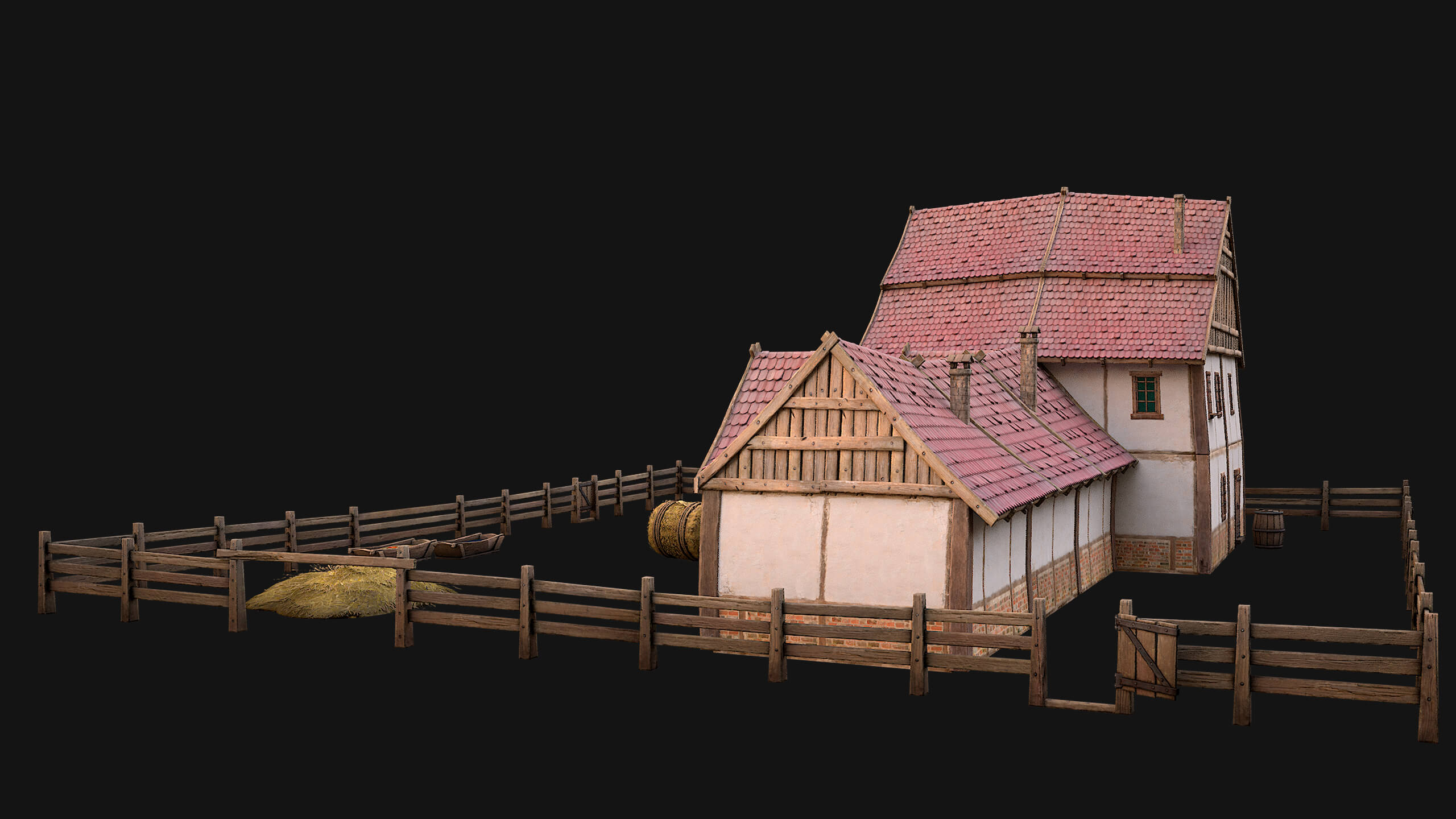 Medieval Stable Farm House - 3D Model by Dereza