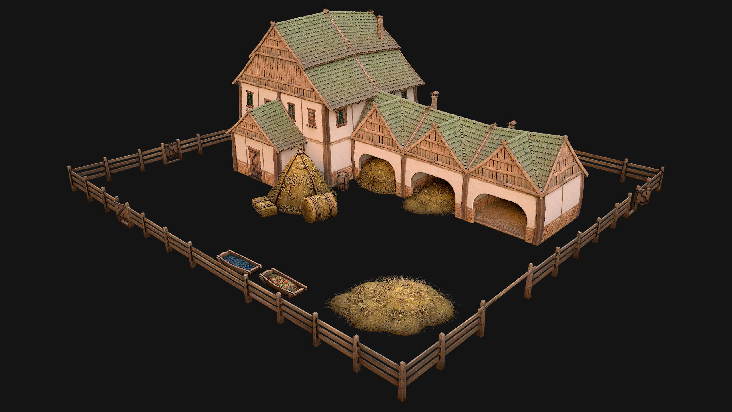 Medieval Stable Farm House - 3D Model by Dereza