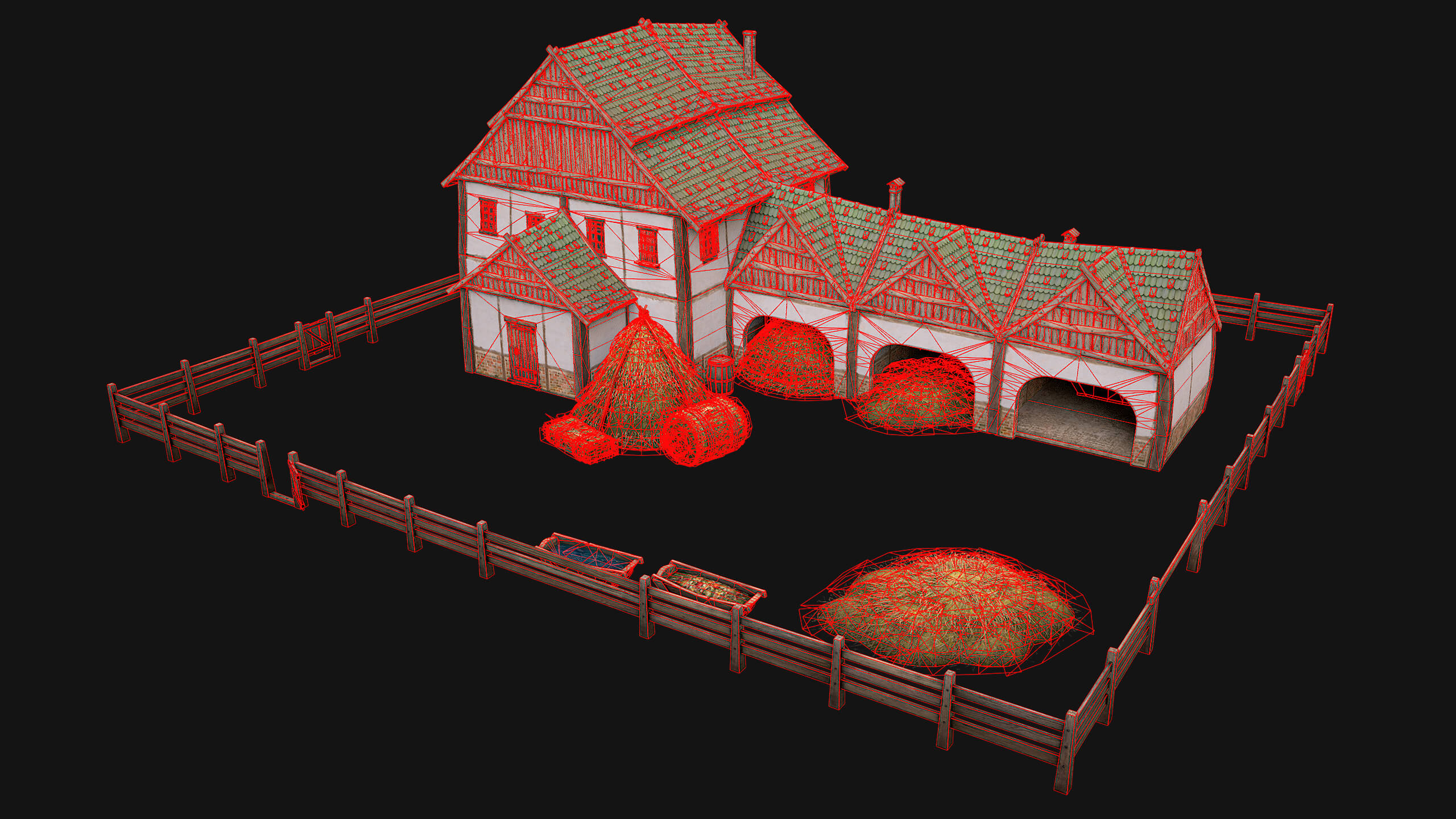Medieval Stable Farm House - 3D Model by Dereza