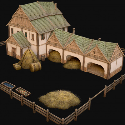 Medieval Stable Farm House - 3D Model by Dereza