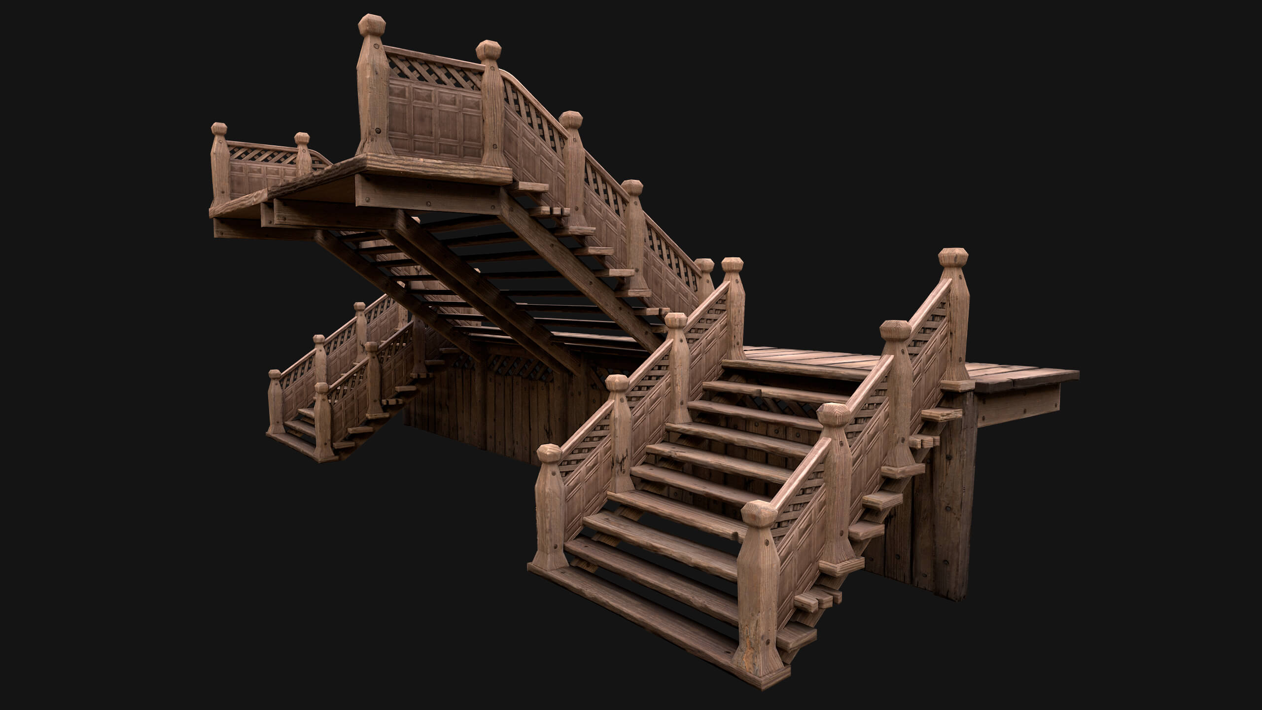 Medieval Staircase Stairwell - 3D Model by Dereza
