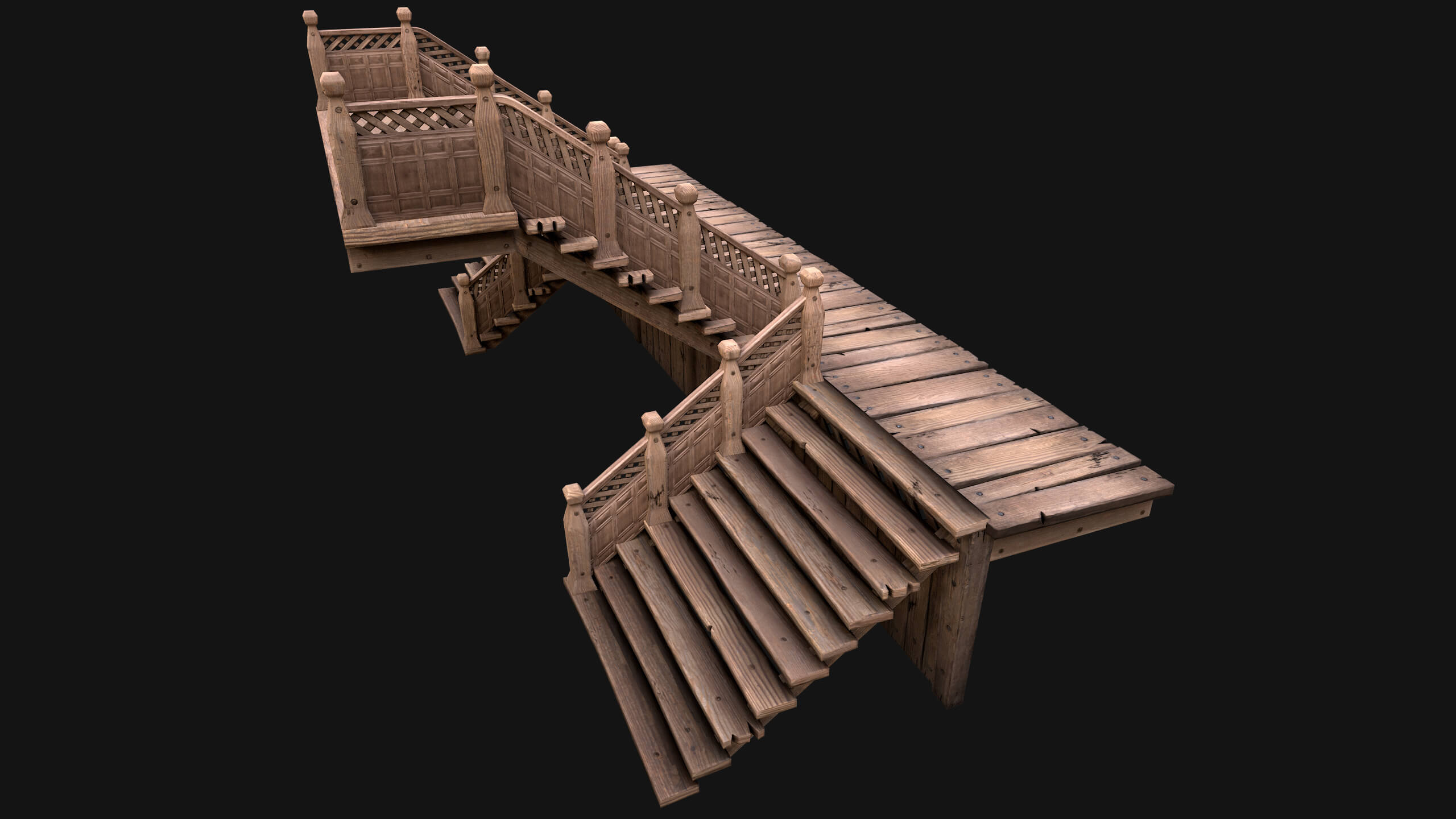Medieval Staircase Stairwell - 3D Model by Dereza