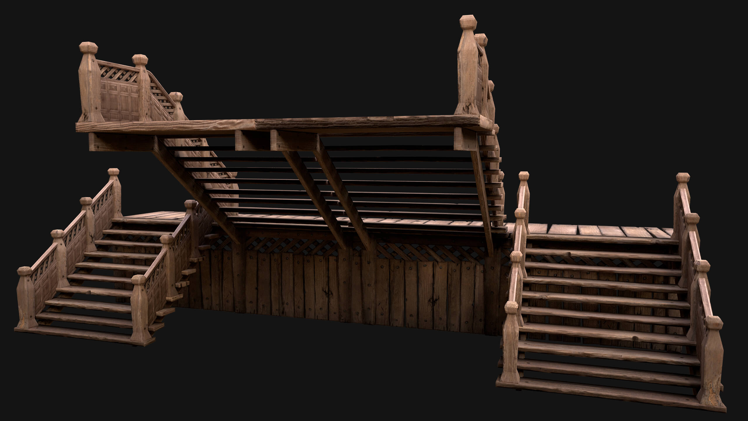 Medieval Staircase Stairwell - 3D Model by Dereza
