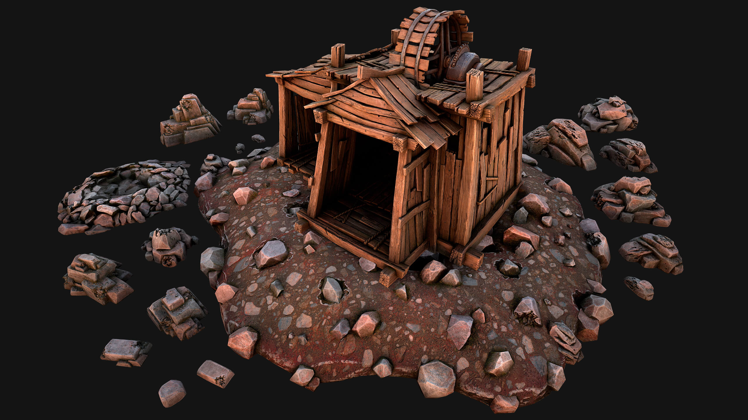 Medieval Stone Ore Mine - 3D Model by Dereza
