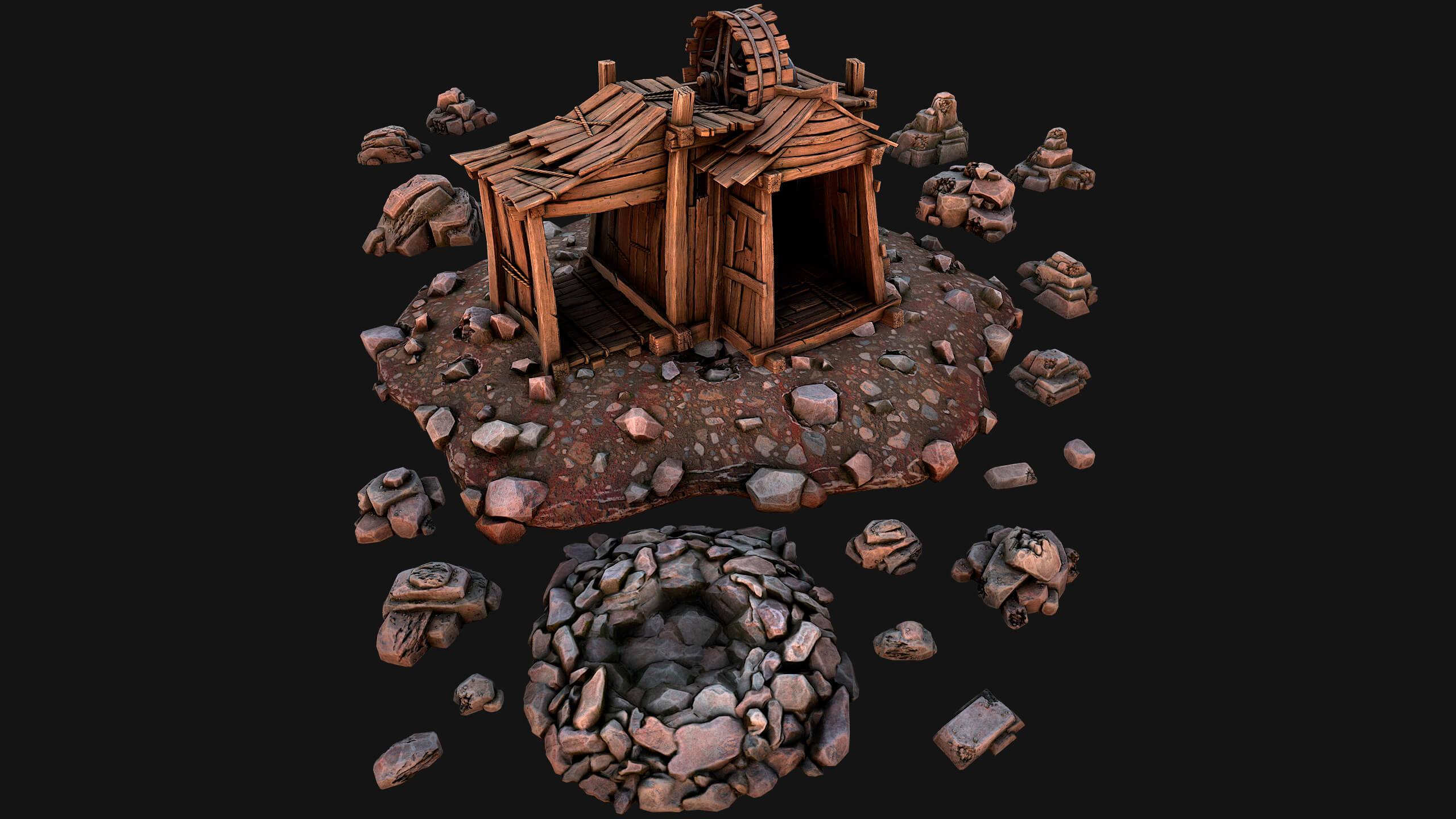 Medieval Stone Ore Mine - 3D Model by Dereza