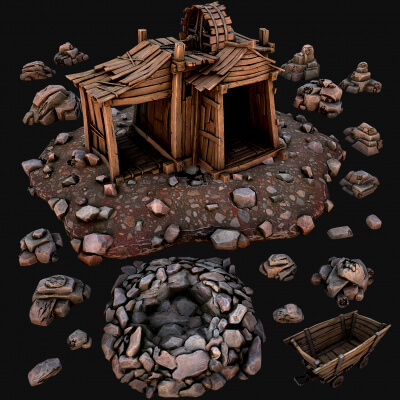 Medieval Stone Ore Mine - 3D Model by Dereza