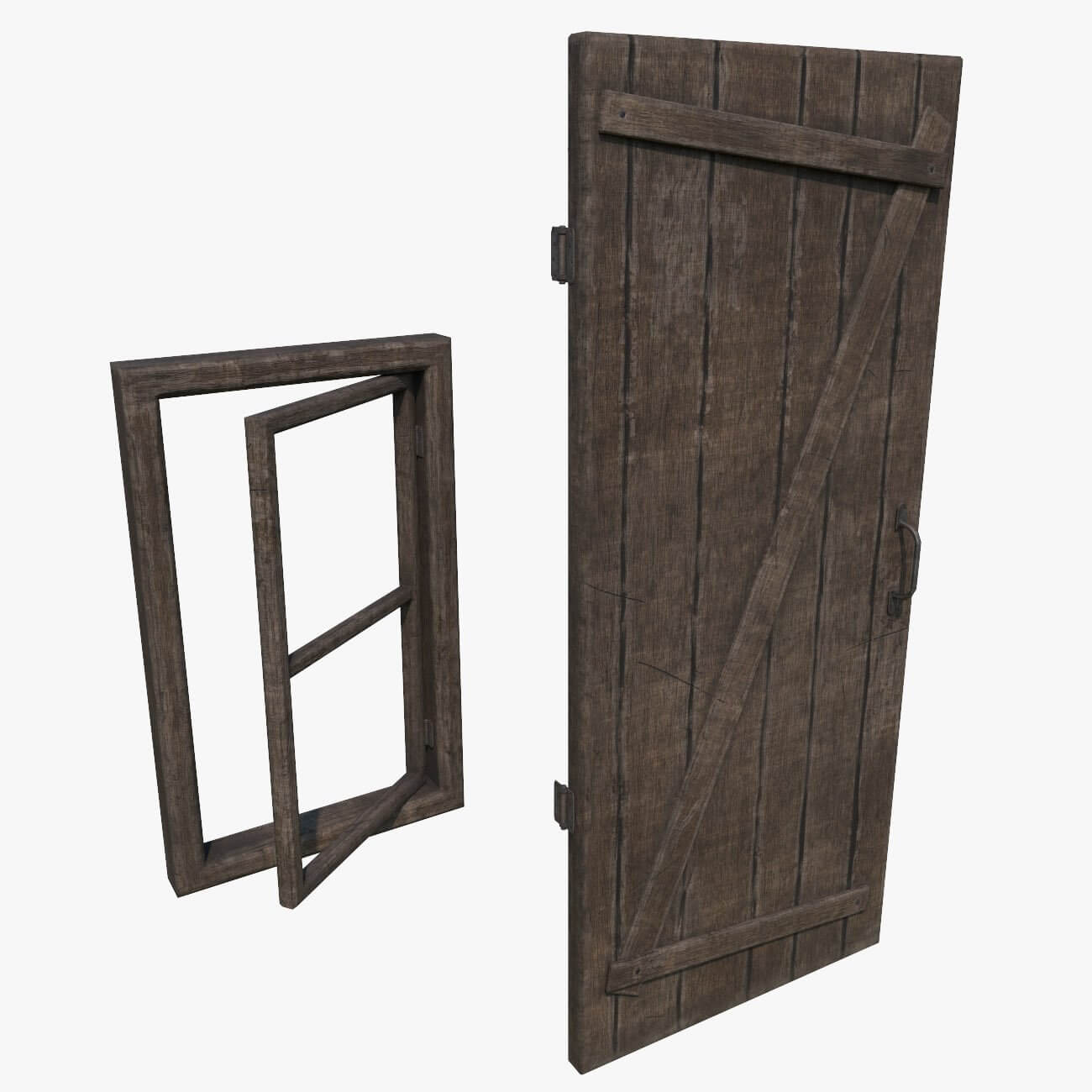 Medieval Tavern Door and Window - 3D Model by Dereza