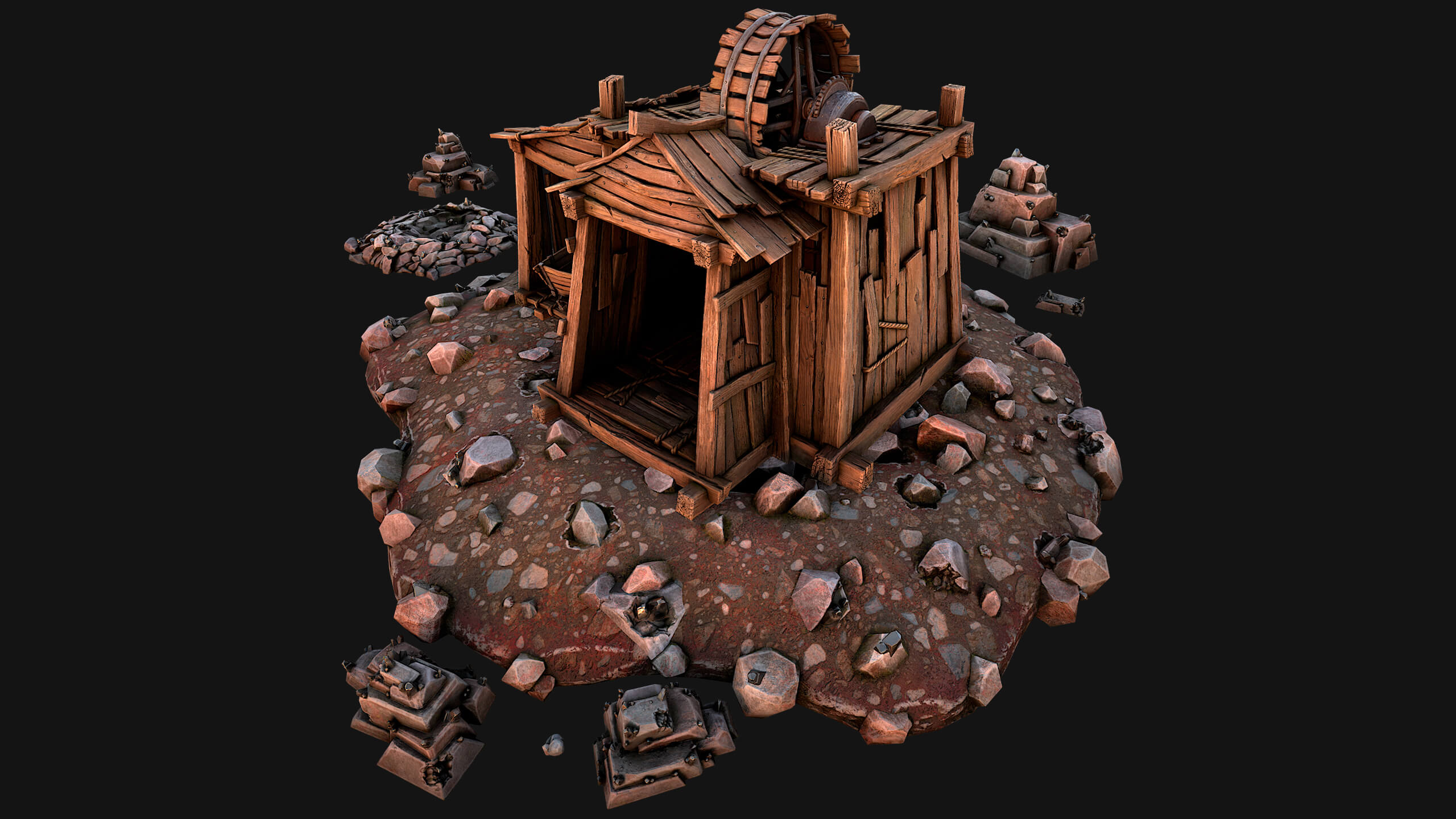 Medieval Tin Ore Mine - 3D Model by Dereza