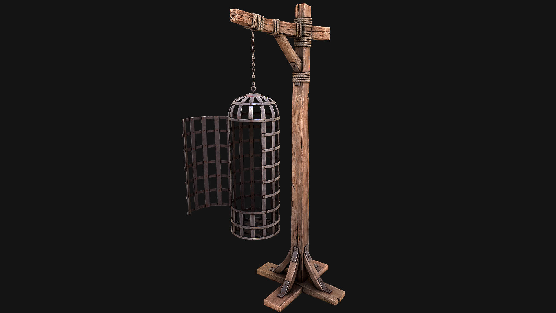 Medieval Torture Cage Set - 3D Model by Dereza