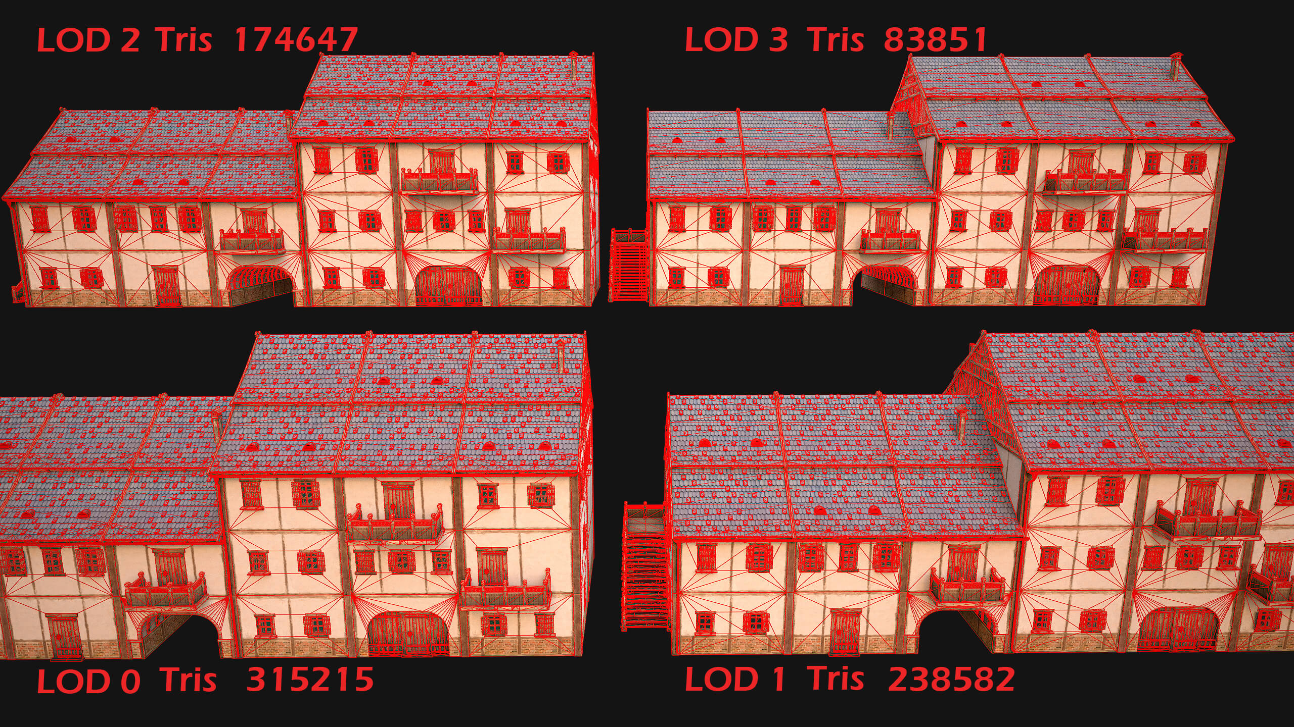 Medieval Town Building Pack 5 Models - 3D Model by Dereza