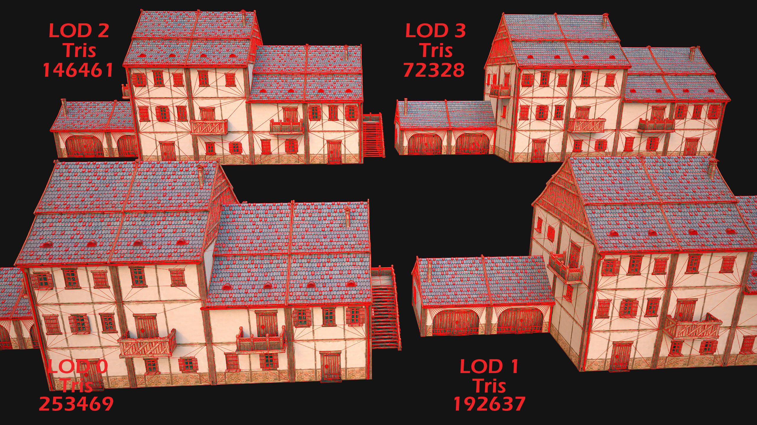 Medieval Town Building Pack 5 Models - 3D Model by Dereza