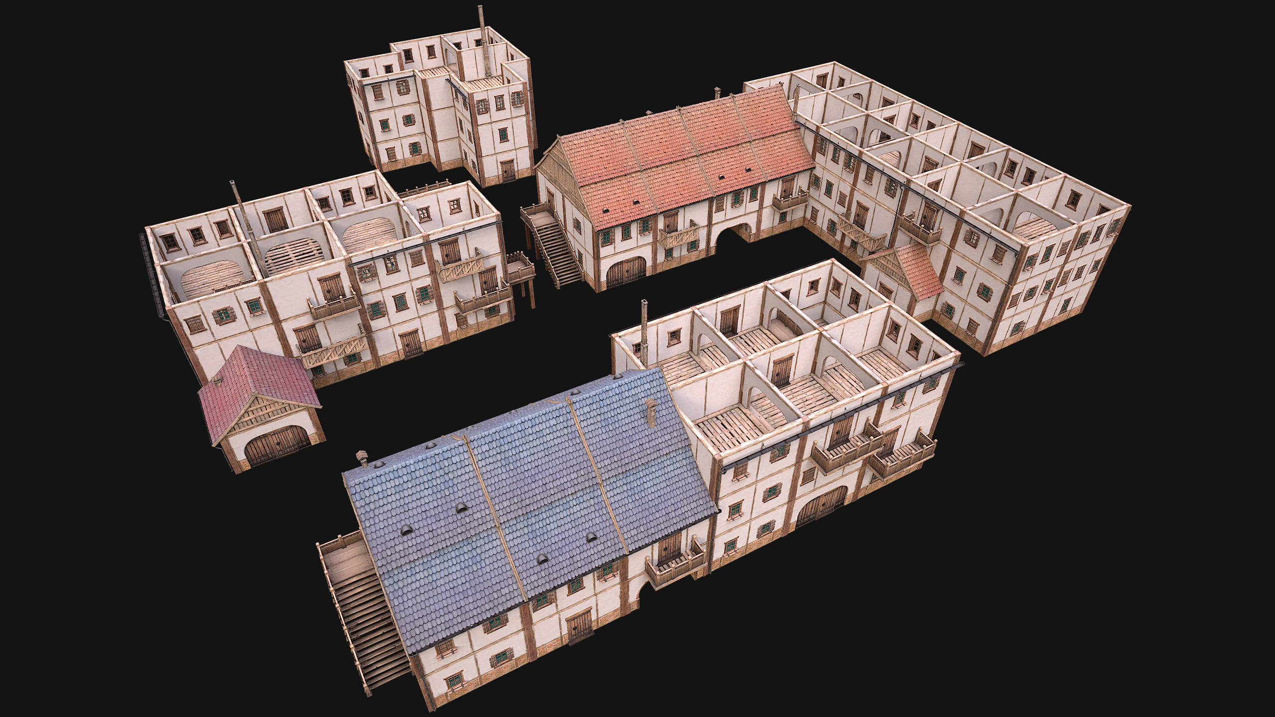Medieval Town Building Pack 5 Models - 3D Model by Dereza
