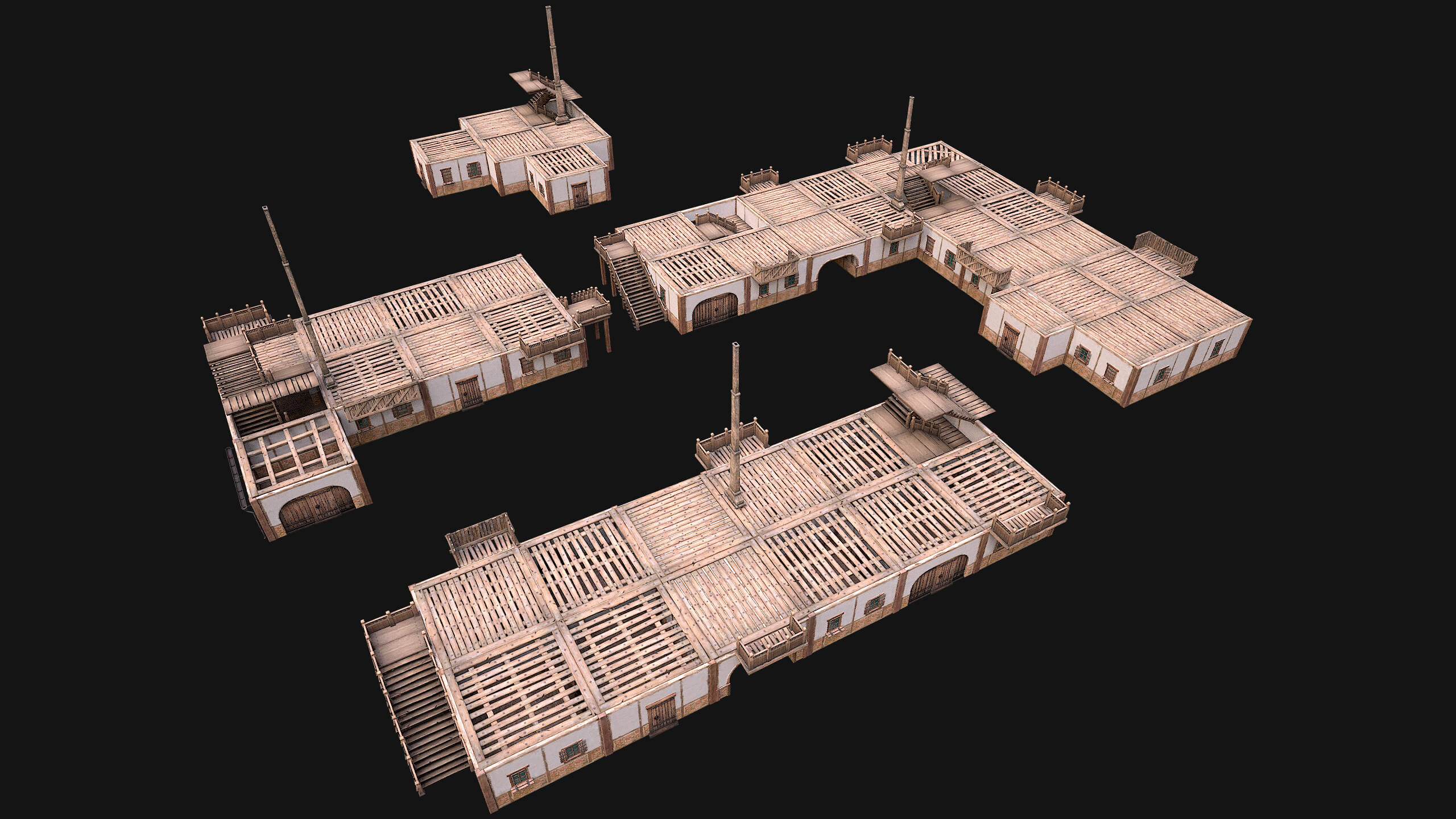 Medieval Town Building Pack 5 Models - 3D Model by Dereza