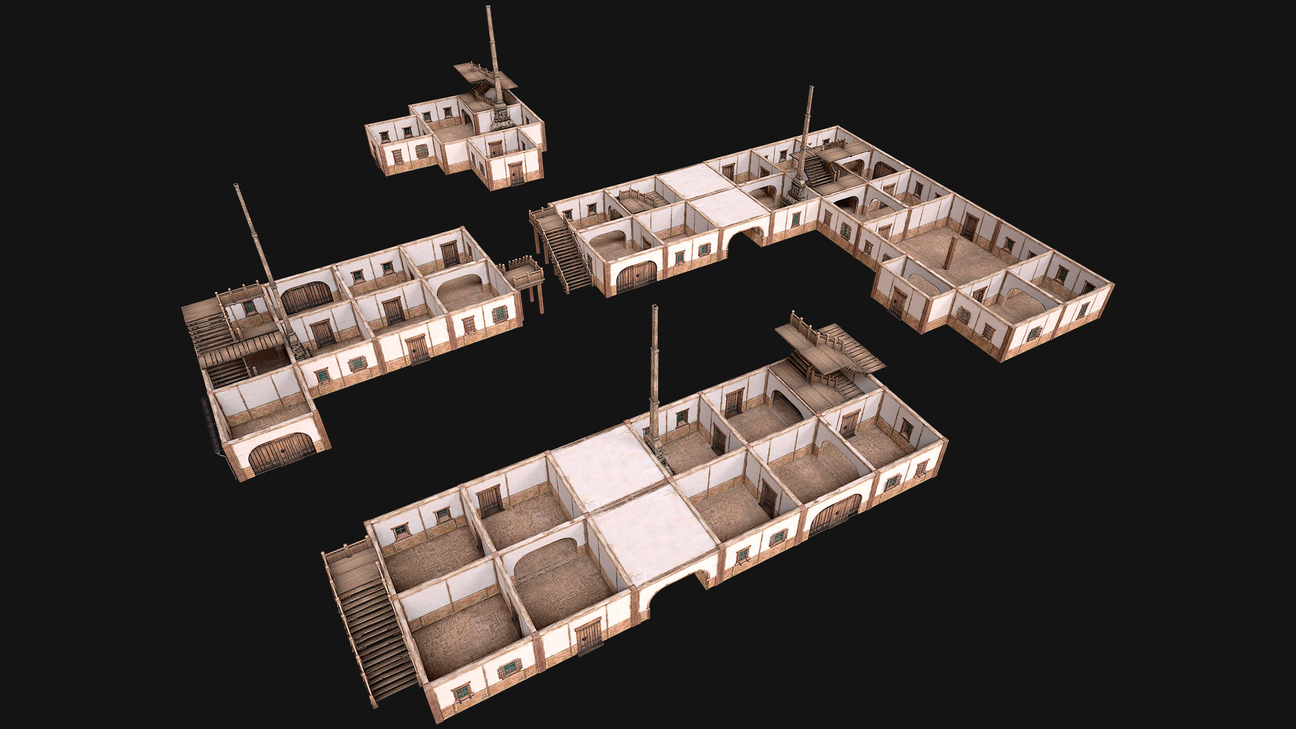 Medieval Town Building Pack 5 Models - 3D Model by Dereza