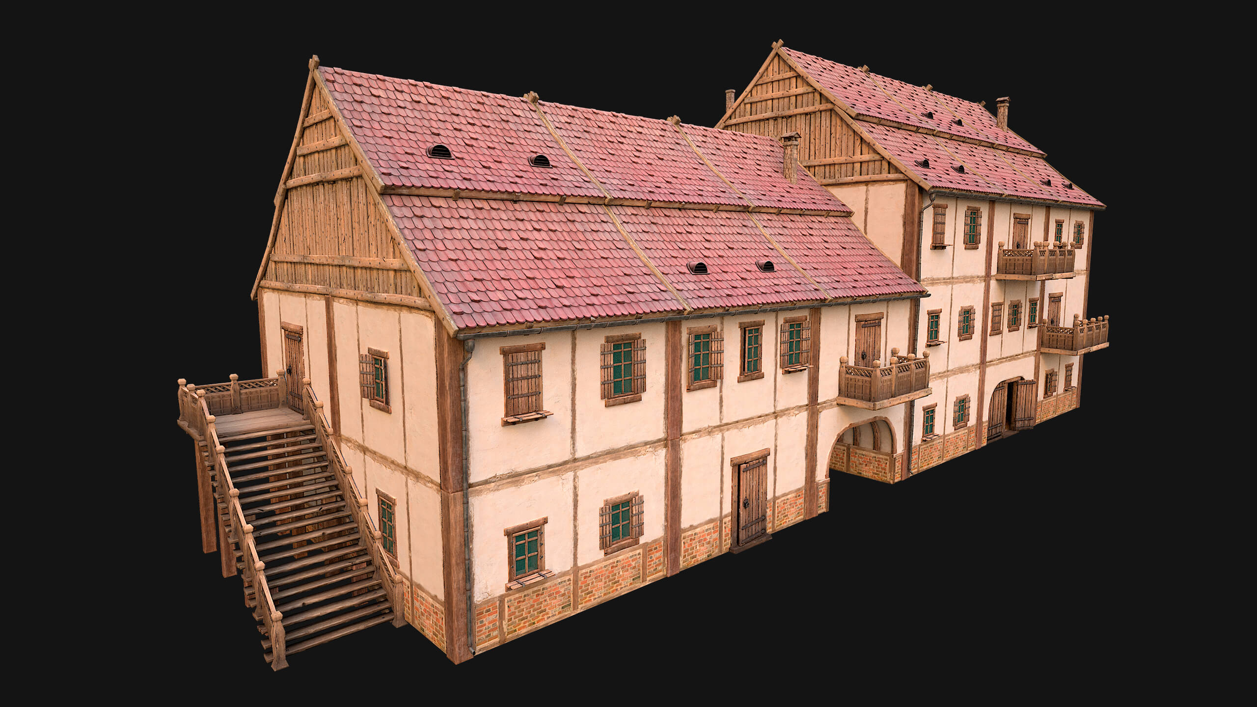 Medieval Town Building Pack 5 Models - 3D Model by Dereza