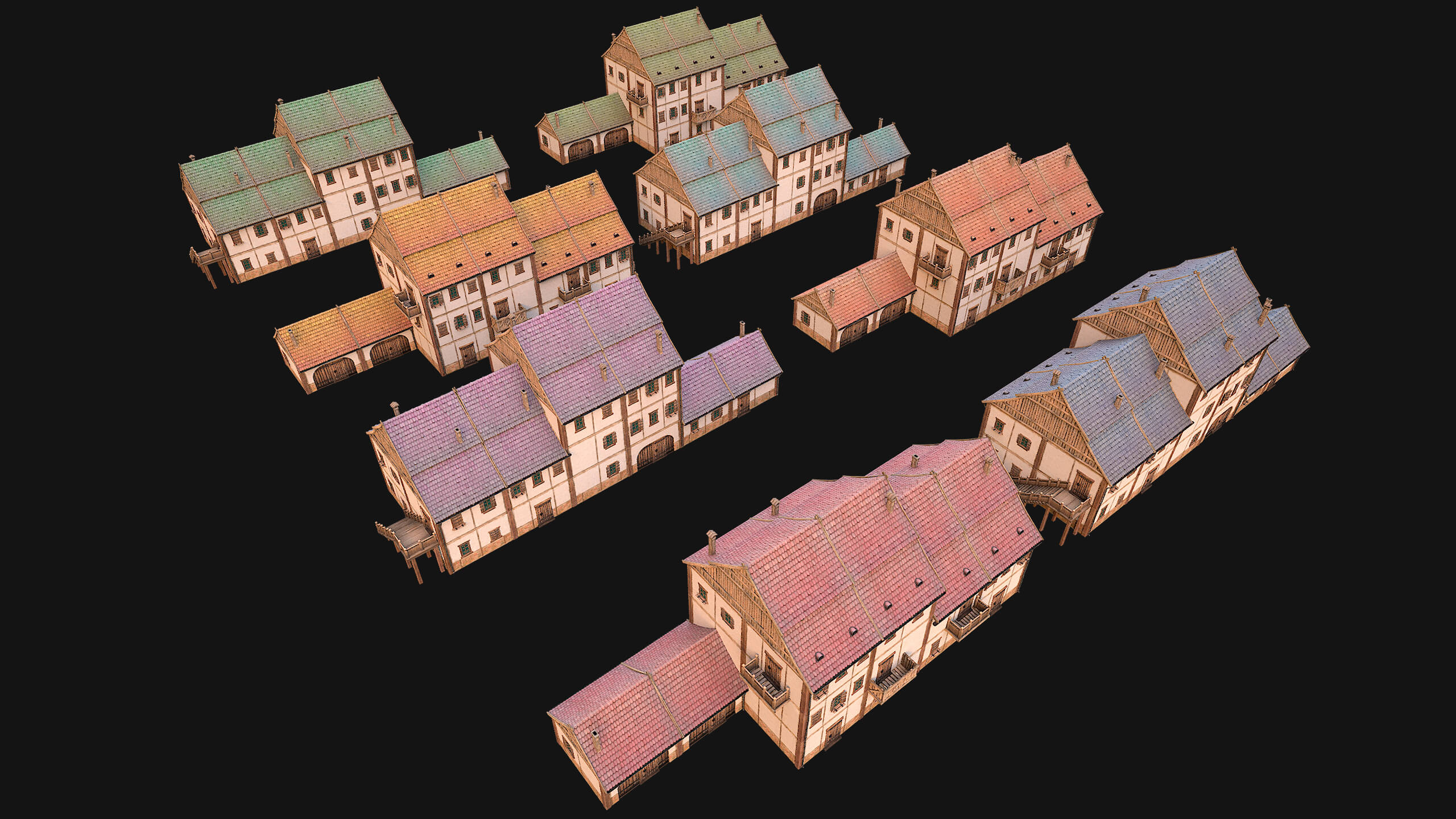 Medieval Town Building Pack 5 Models - 3D Model by Dereza
