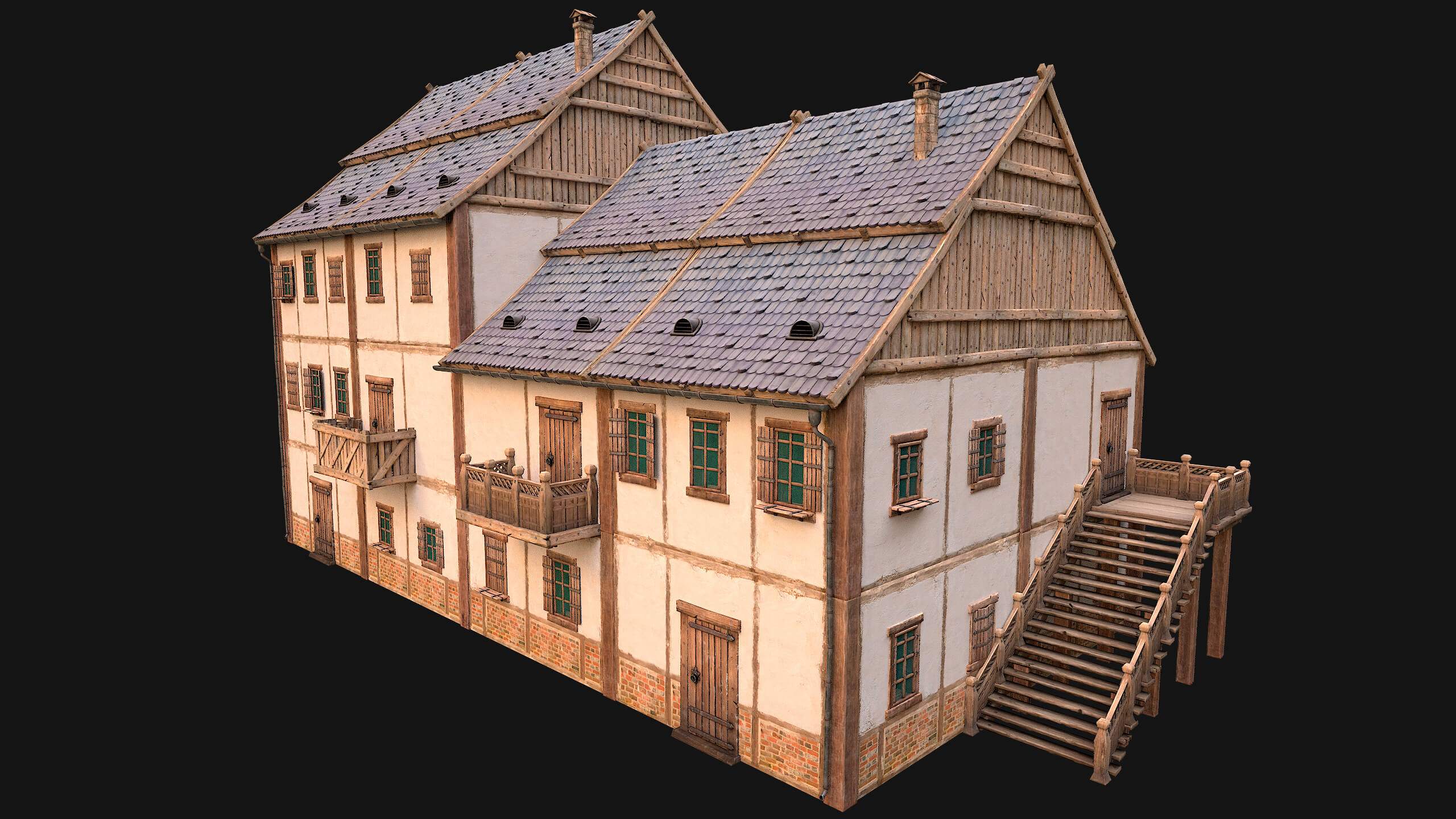 Medieval Town Building Pack 5 Models - 3D Model by Dereza