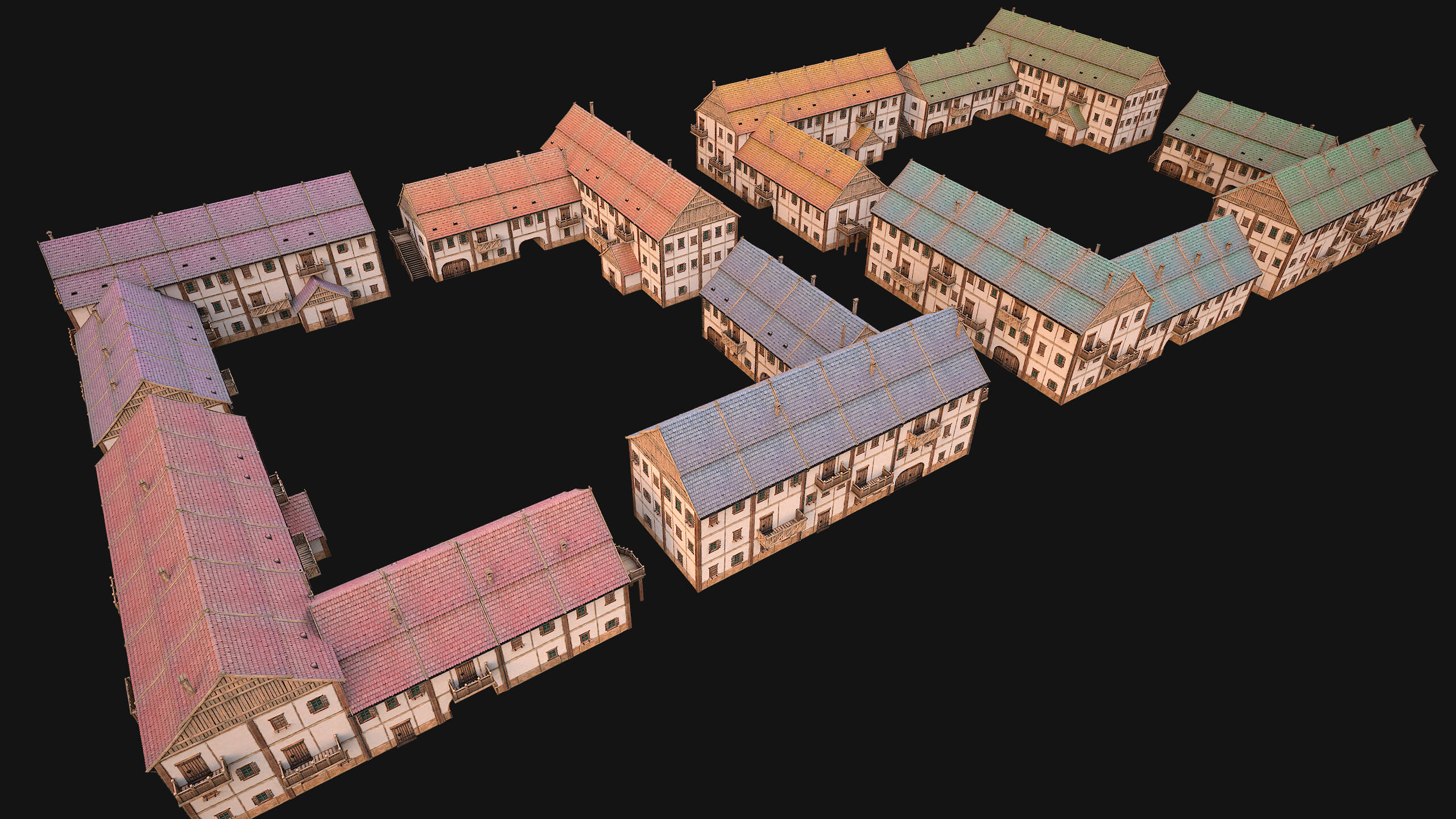 Medieval Large Town House 3 Floors - 3D Model by Dereza