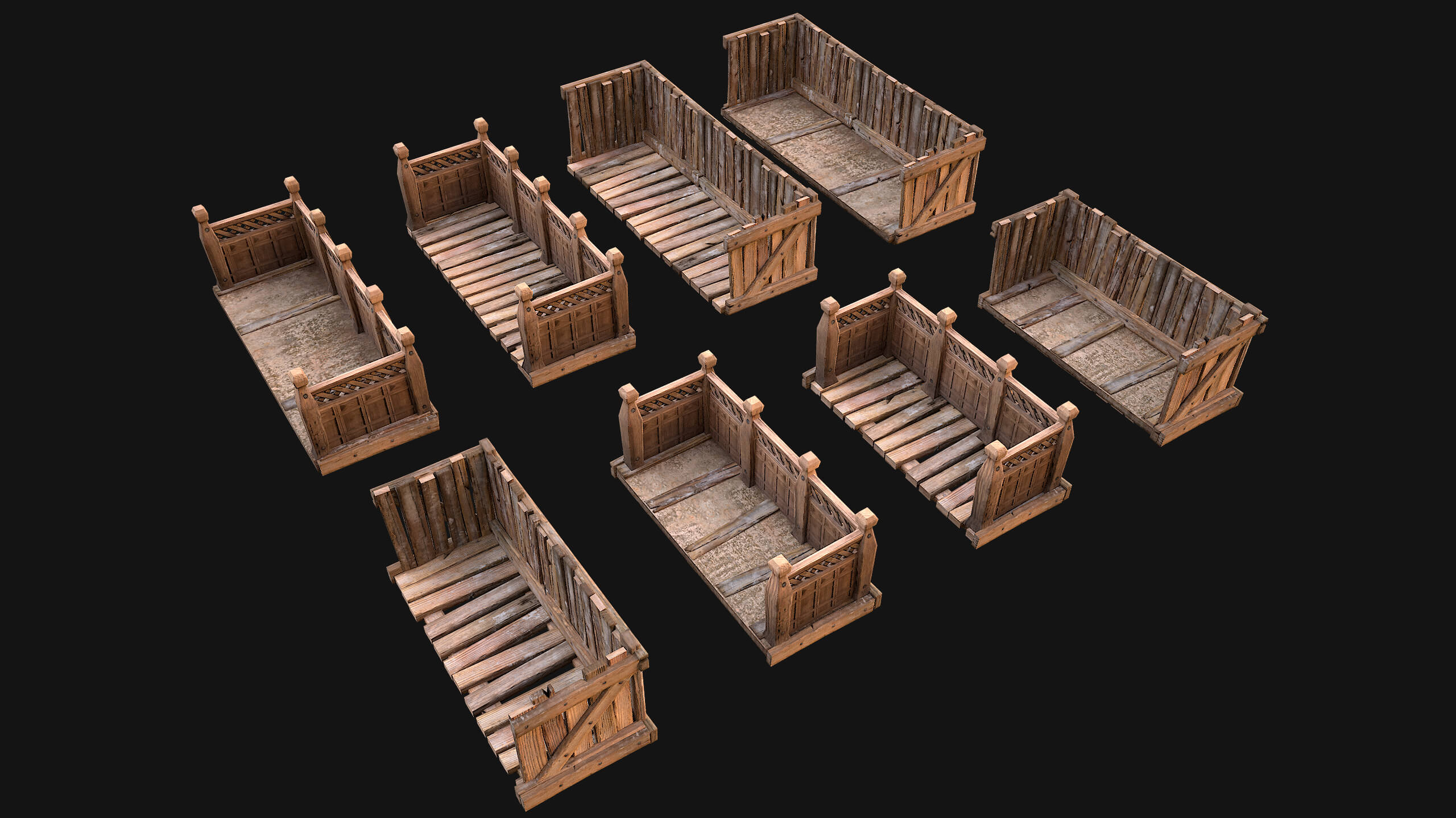 Medieval Wooden Balcony - 3D Model by Dereza