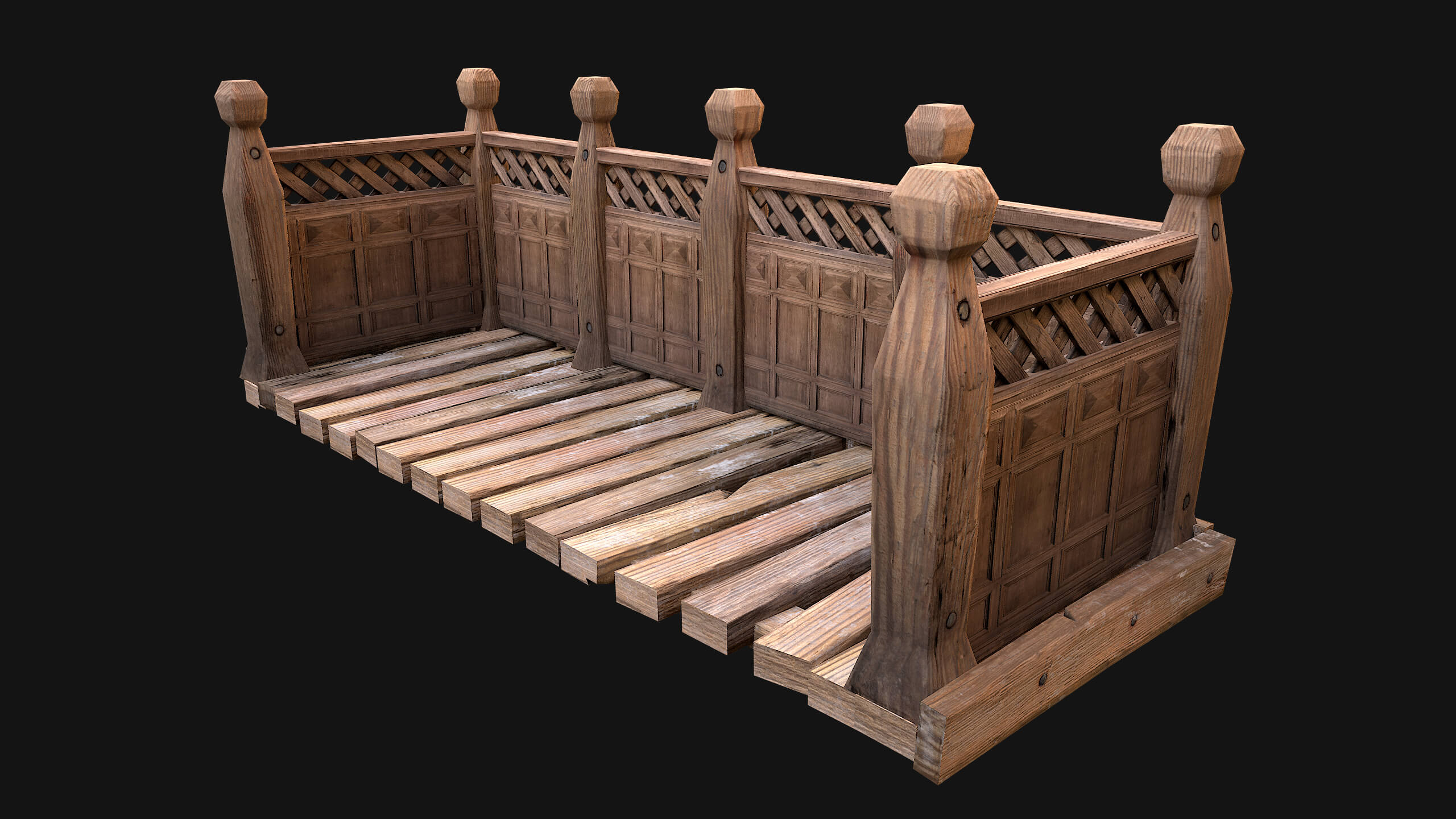 Medieval Wooden Balcony - 3D Model by Dereza
