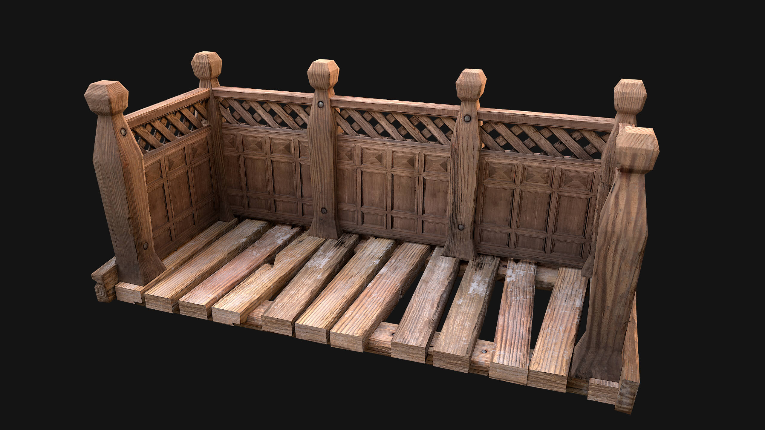 Medieval Wooden Balcony - 3D Model by Dereza
