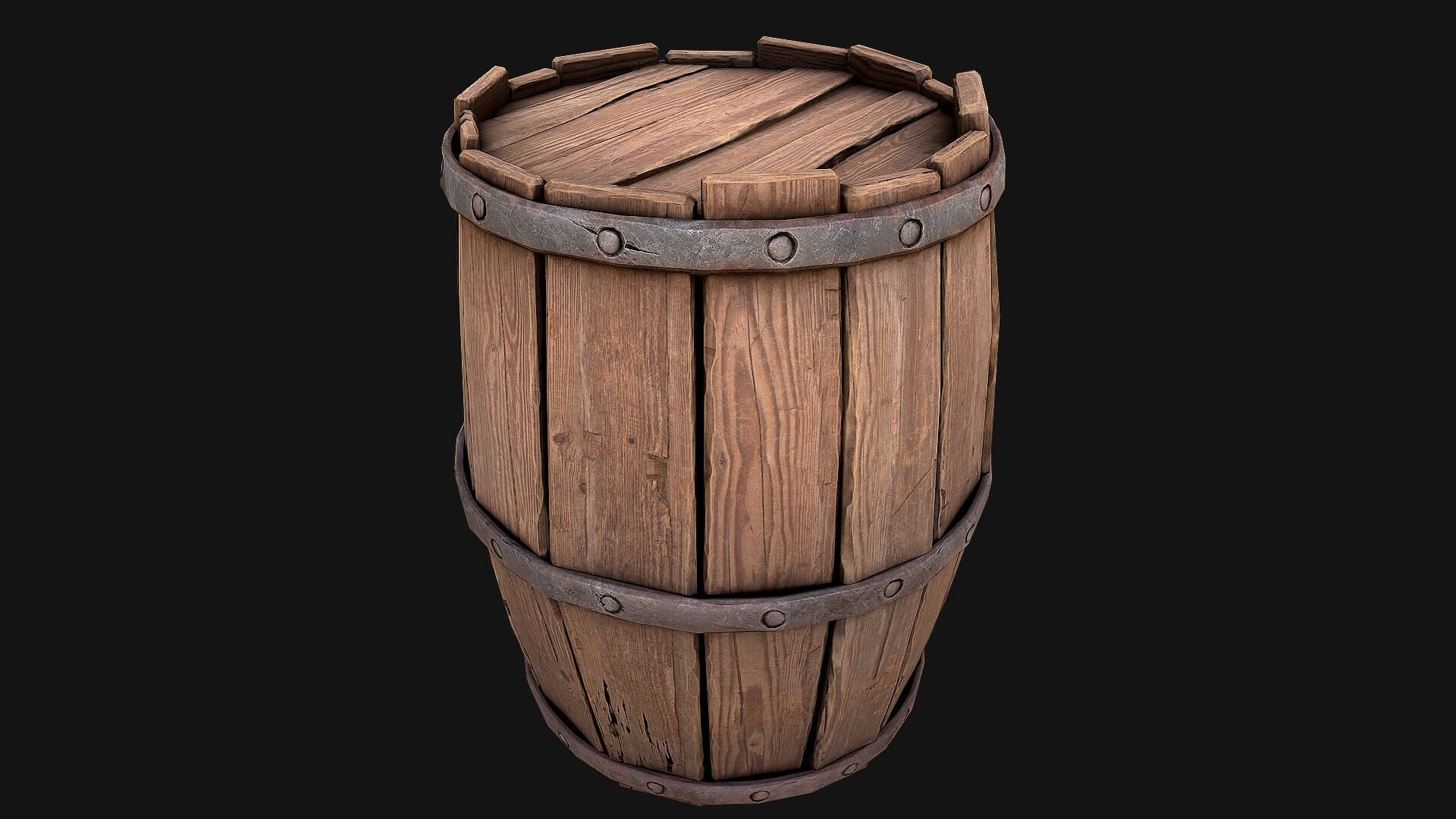Medieval Wooden Barrel - 3D Model by Dereza